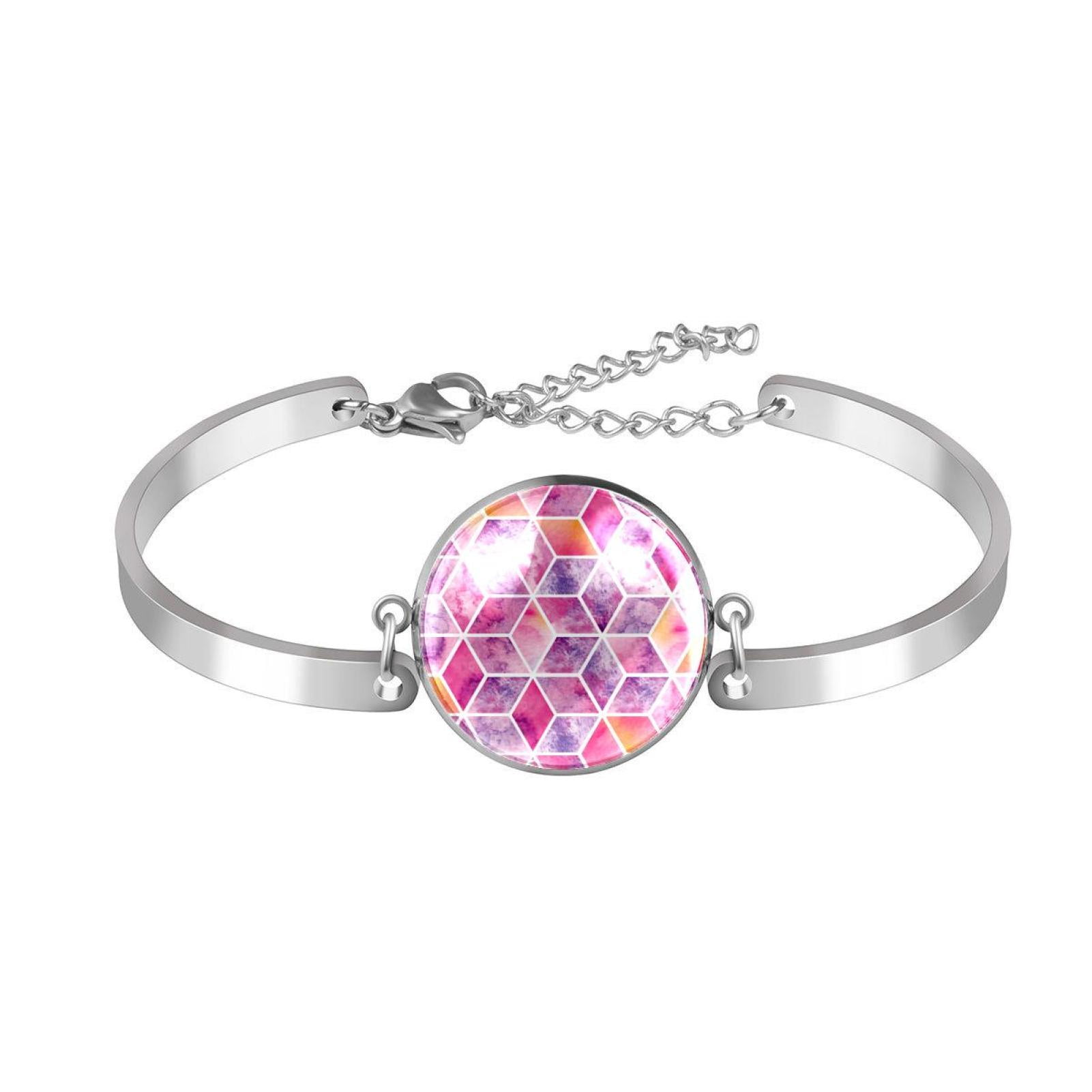 OWNMEMORY Mosaic Watercolor Geometric Pattern Adjustable Stainless ...