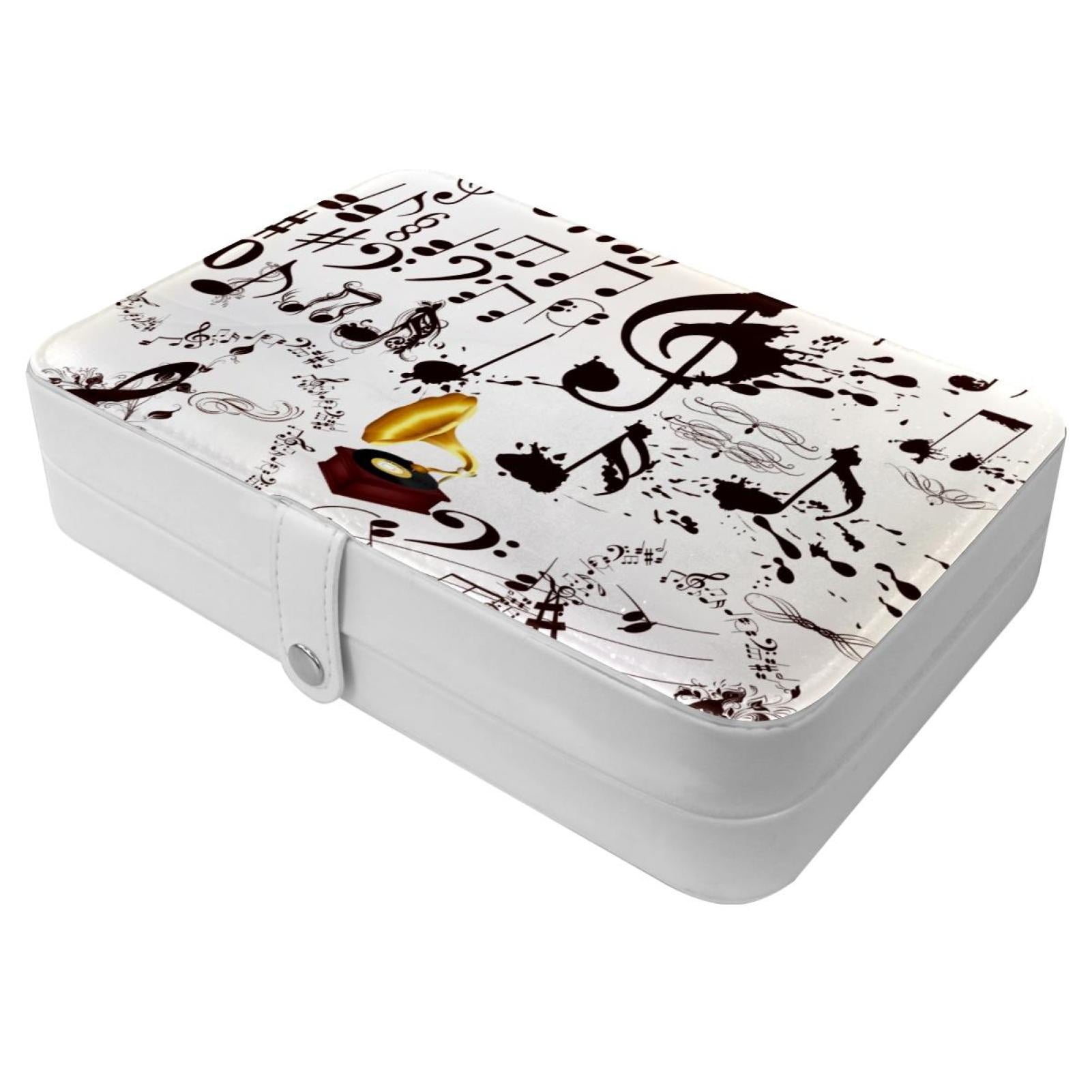 OWNMEMORY Music Notes Pattern Portable PU Leather Necklace Organizer ...