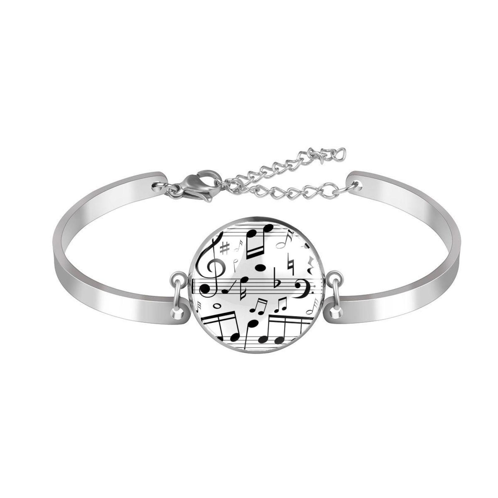 OWNMEMORY Music Notes on Line Scales Pattern Adjustable Stainless Steel ...