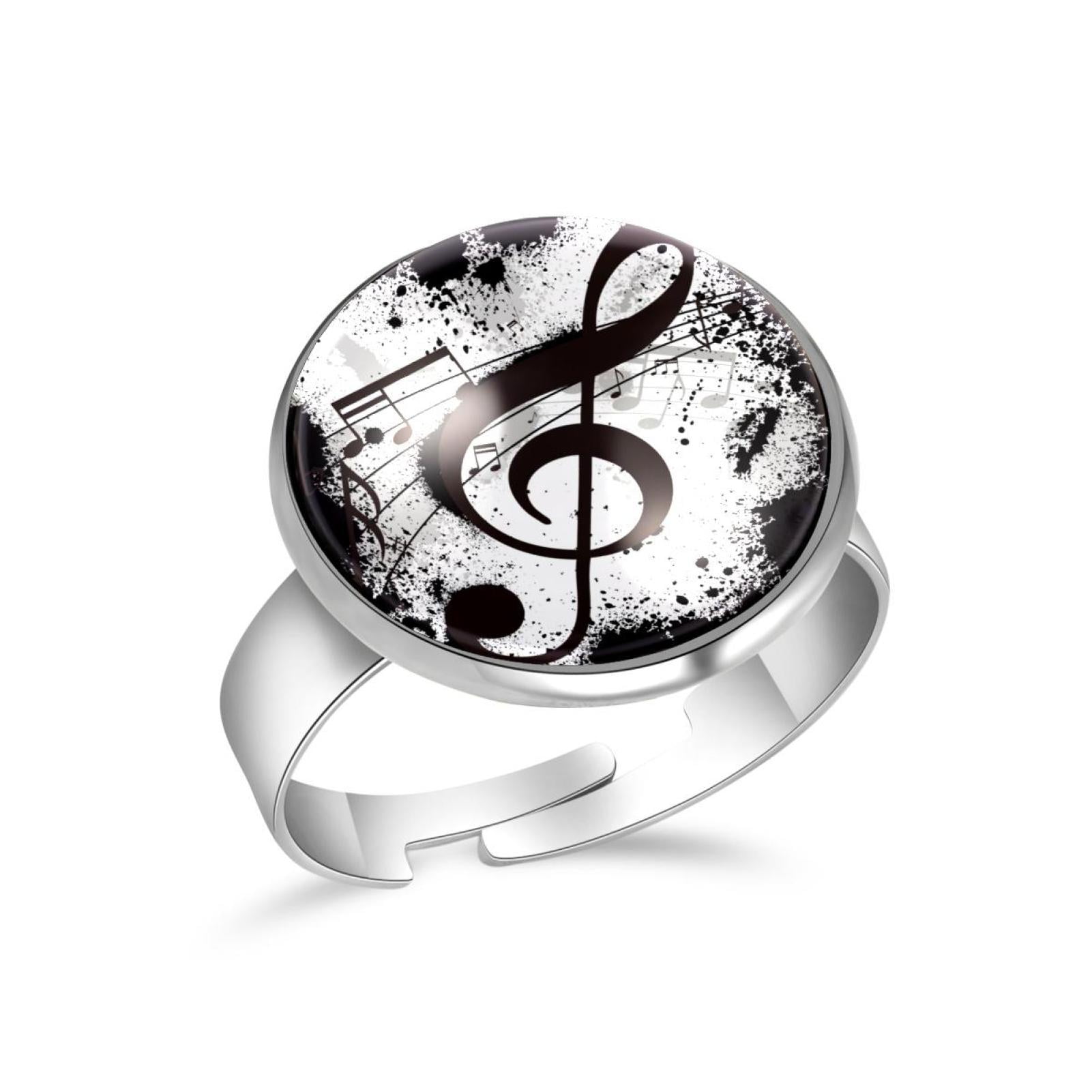 OWNMEMORY Musical Notes Pattern Stainless Steel Adjustable Statement ...