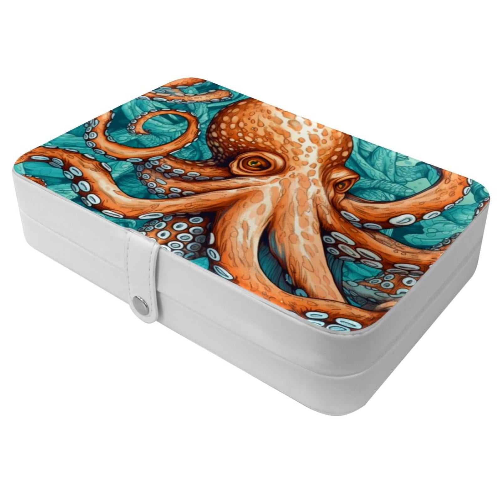 OWNMEMORY Octopus Pattern Portable PU Leather Necklace Organizer with ...