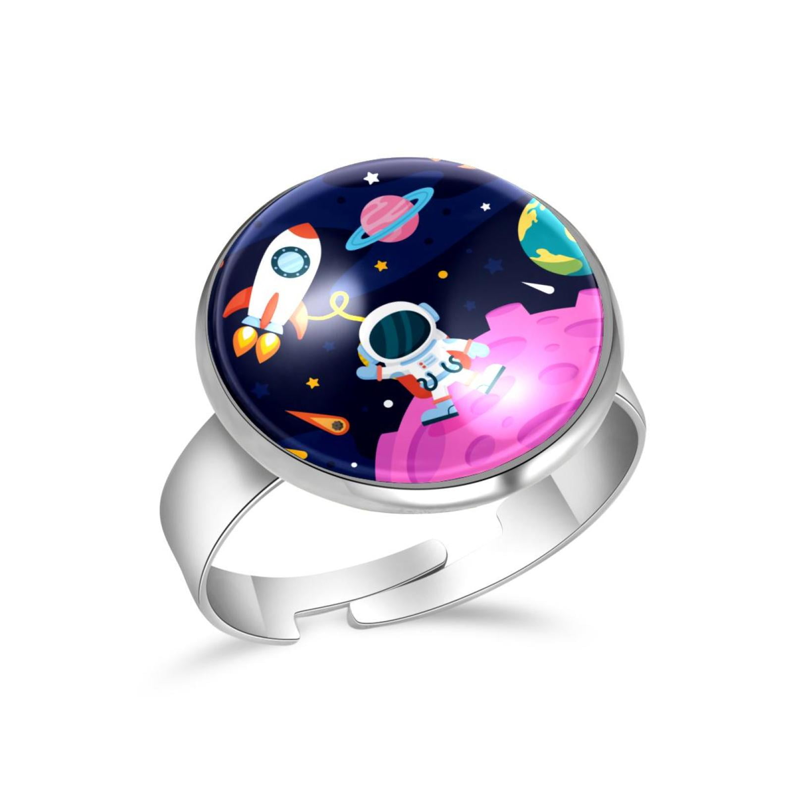 OWNMEMORY Outer Space Planet Rocket Alien Earth Pattern Stainless Steel ...