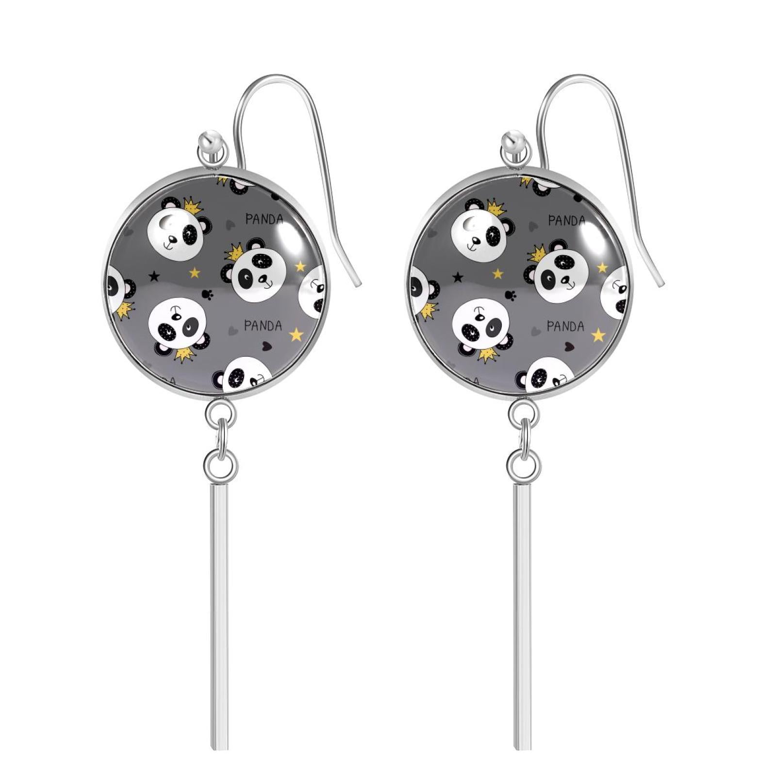 OWNMEMORY Panda Grey Pattern Elevate Your Style with Decorative Earring ...