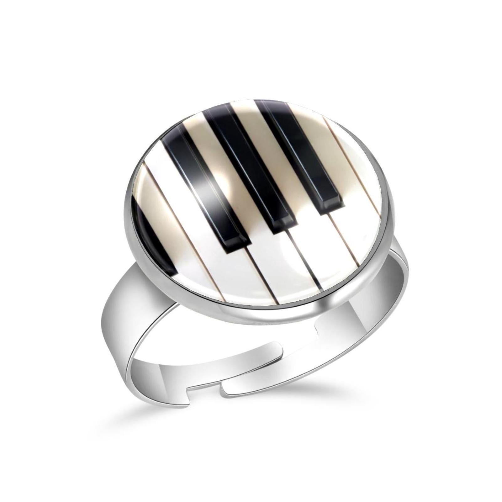 OWNMEMORY Piano Keys Black White Pattern Stainless Steel Adjustable ...
