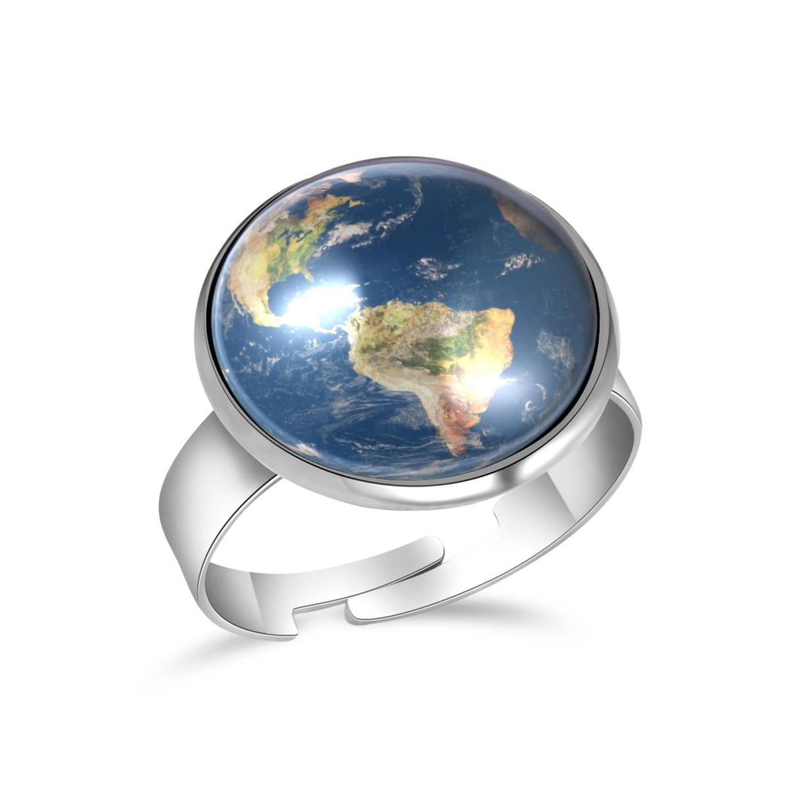 OWNMEMORY Planet Earth Universe Pattern Stainless Steel Adjustable ...