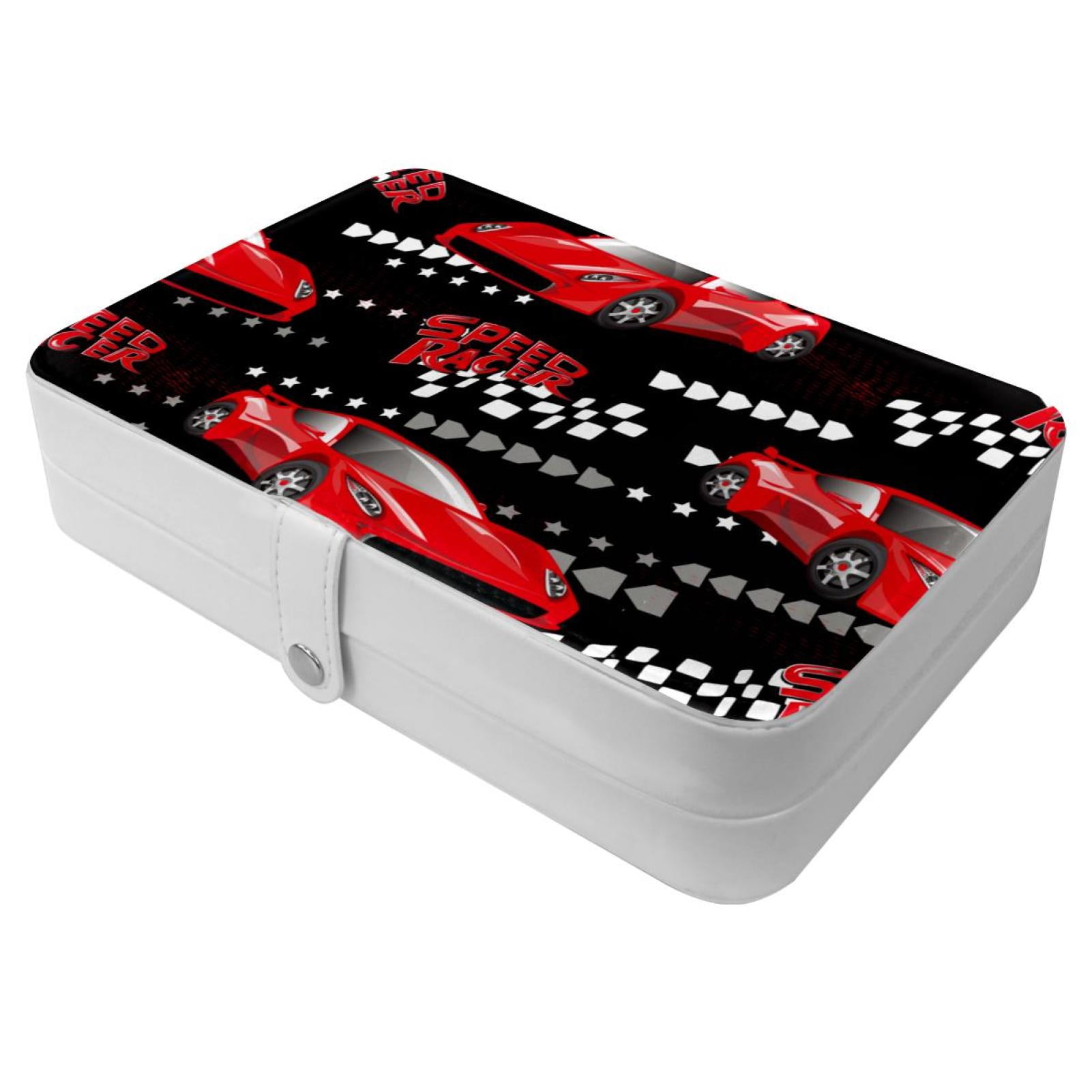 OWNMEMORY Racing Car Pattern Portable PU Leather Necklace Organizer ...