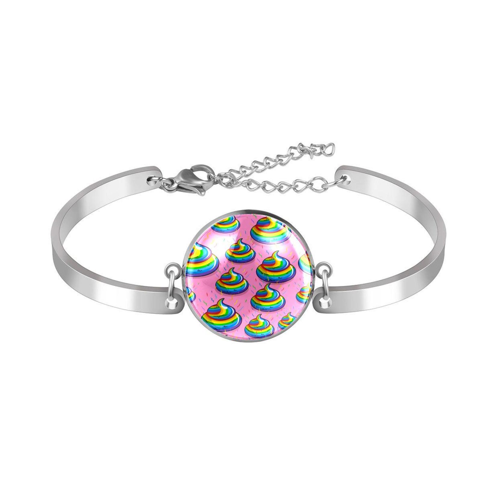 OWNMEMORY Rainbow Poop Poo Pink Pattern Adjustable Stainless Steel ...