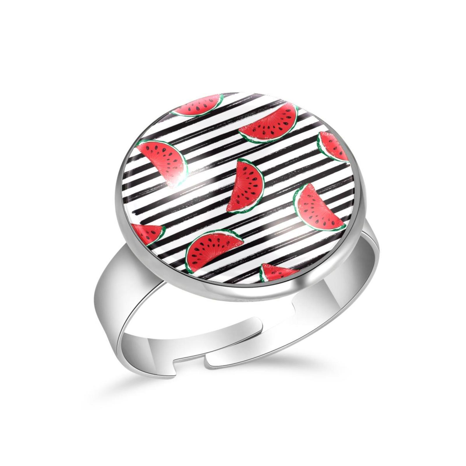 OWNMEMORY Red Watermelon Black White Stripes Pattern Stainless Steel ...
