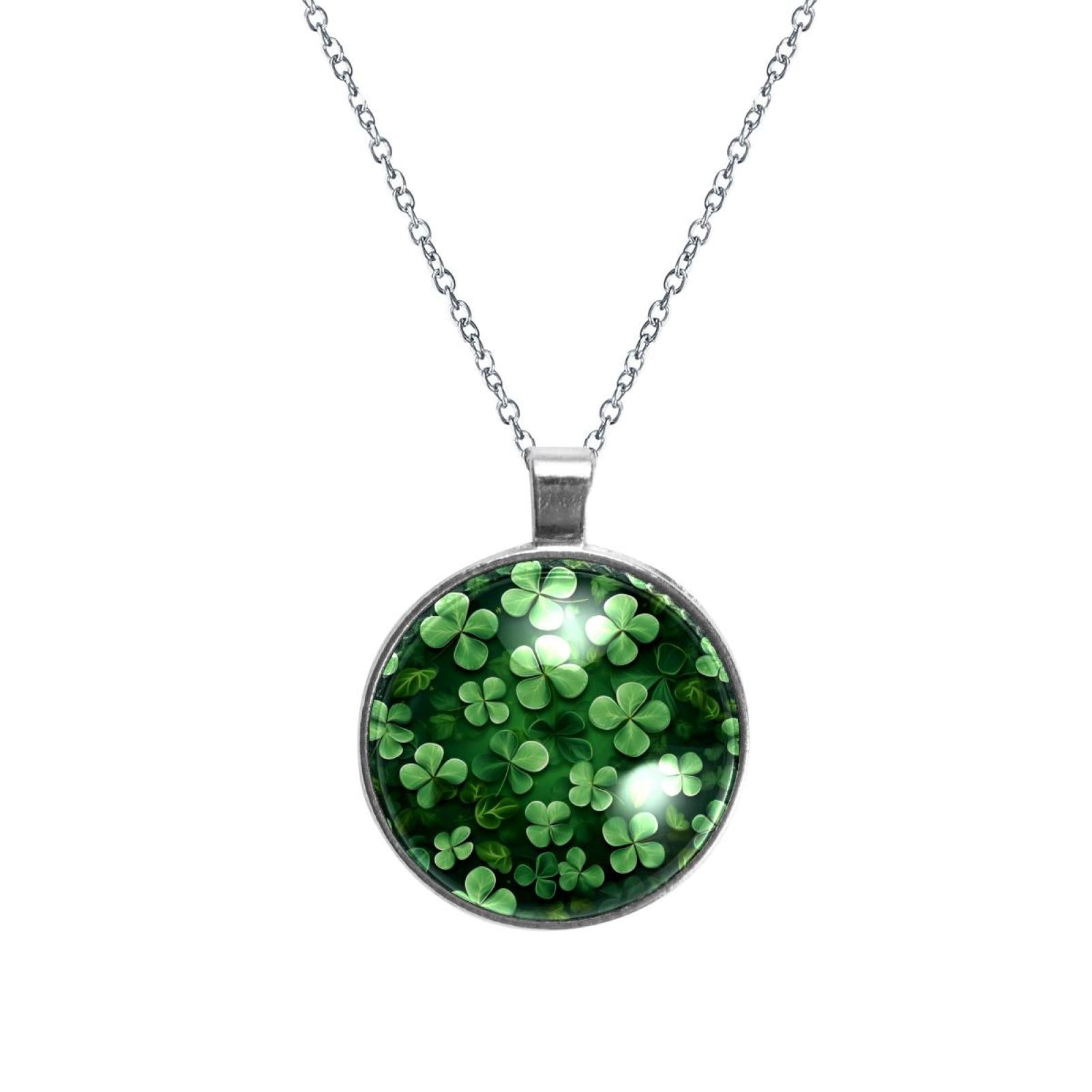OWNMEMORY ST Patrick's Day Pattern Stunning Circular Glass Pendant ...