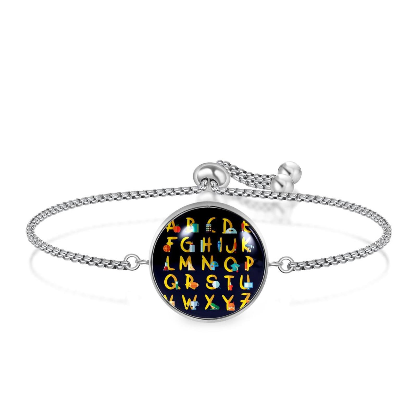OWNMEMORY School Themed Alphabet Pattern Stainless Steel Pattern ...