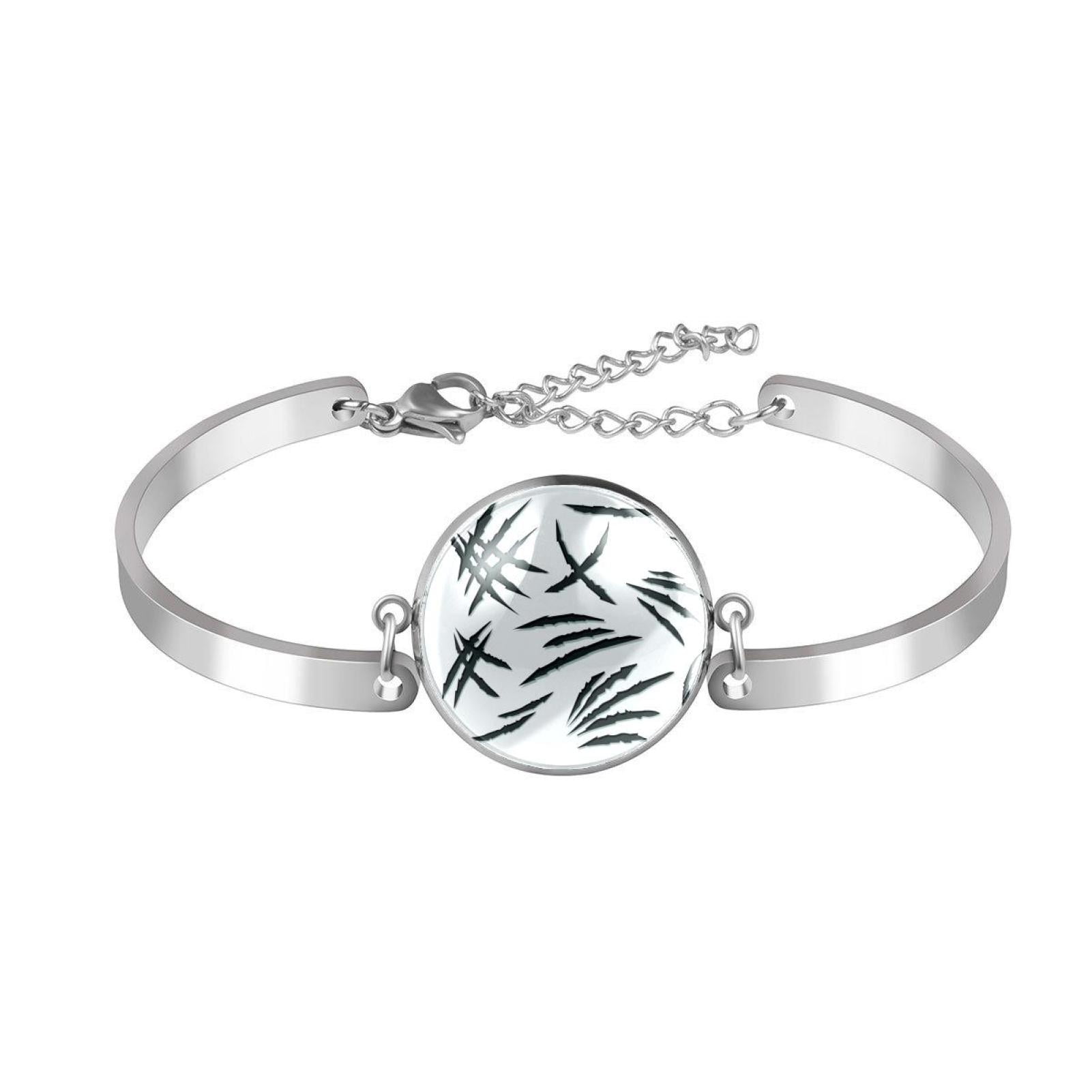 OWNMEMORY Scratch Marks Pattern Adjustable Stainless Steel Bracelet ...