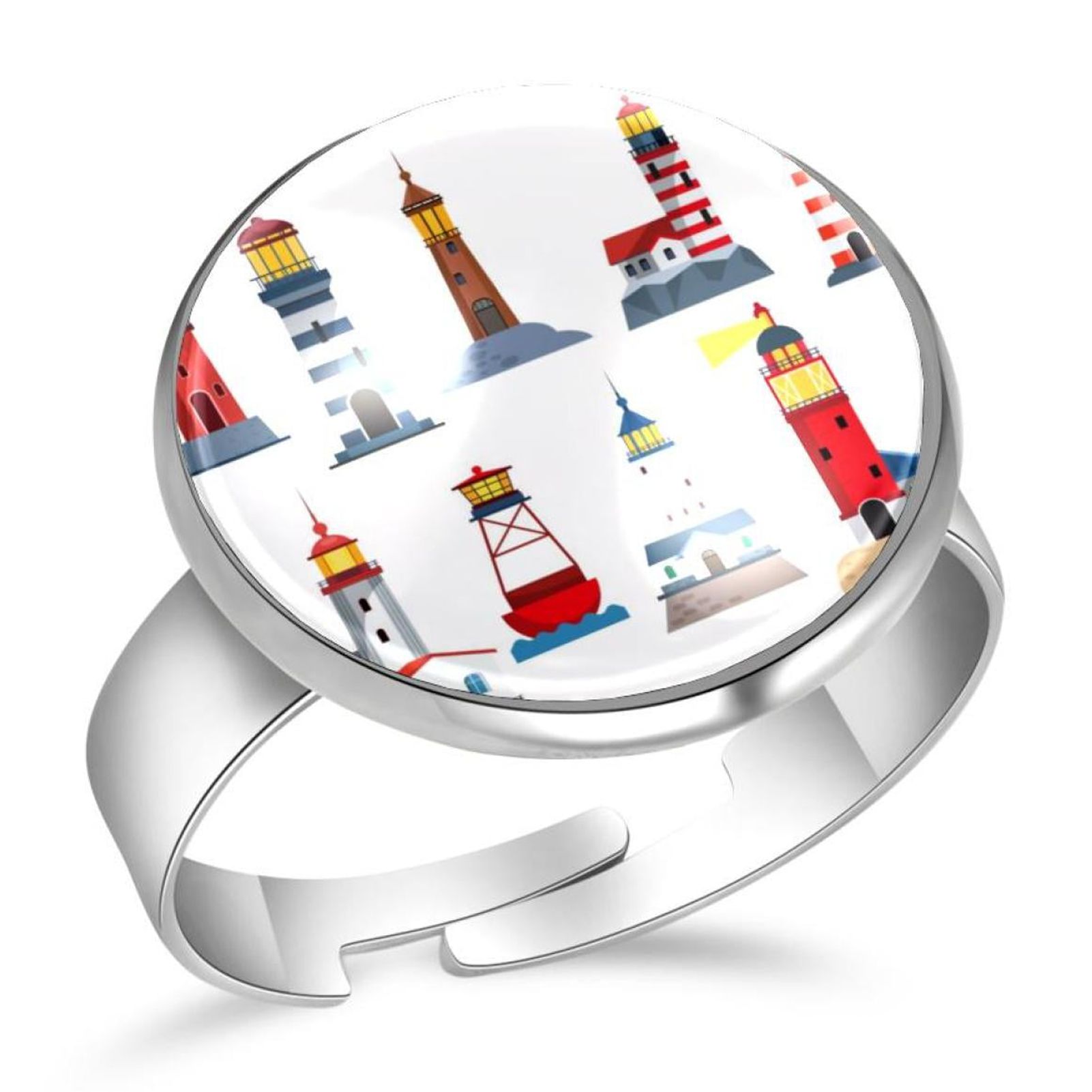 OWNMEMORY Sea Lighthouse Pattern Thumb Ring Jewelry: Stainless Steel ...