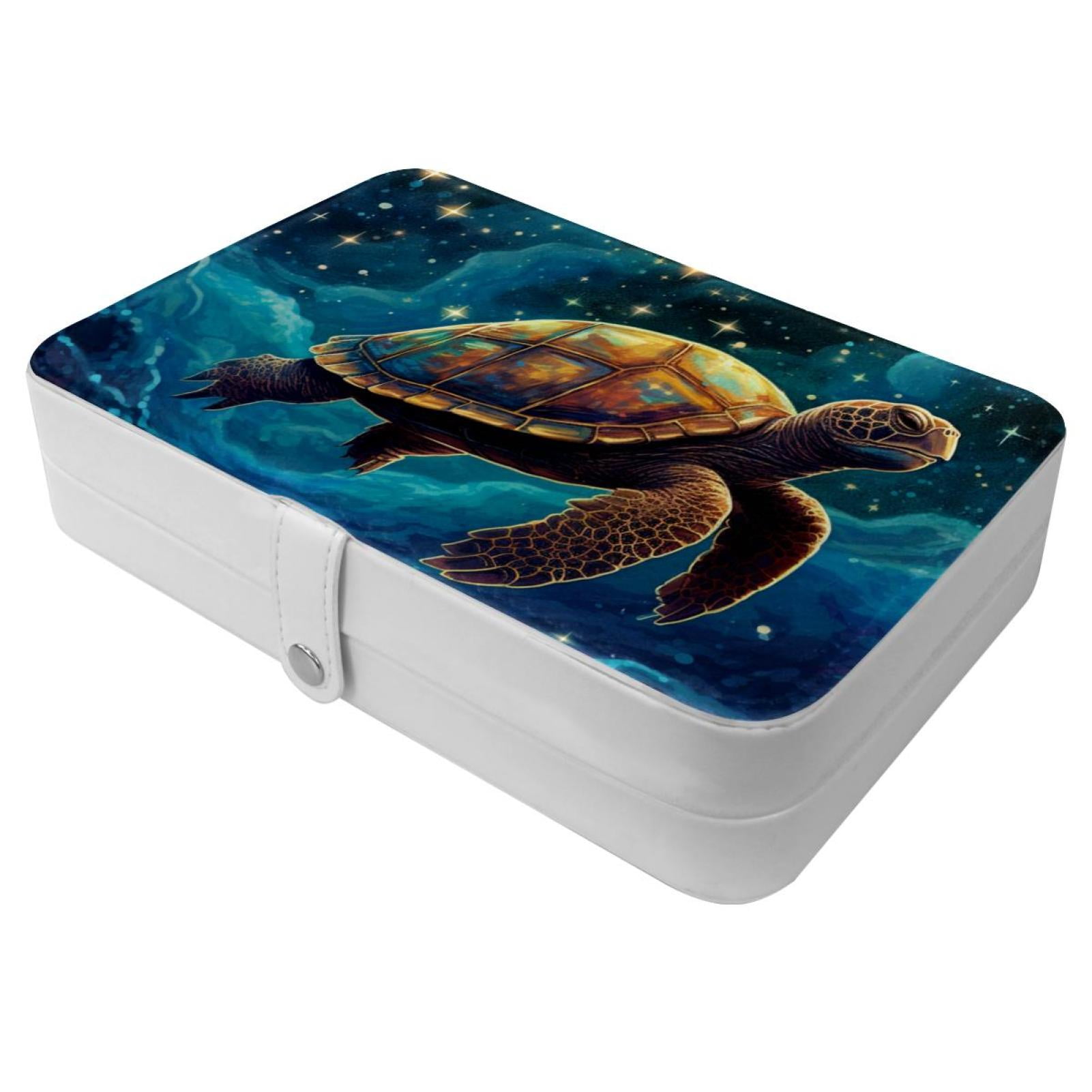 OWNMEMORY Sea Turtle Pattern Portable PU Leather Necklace Organizer ...