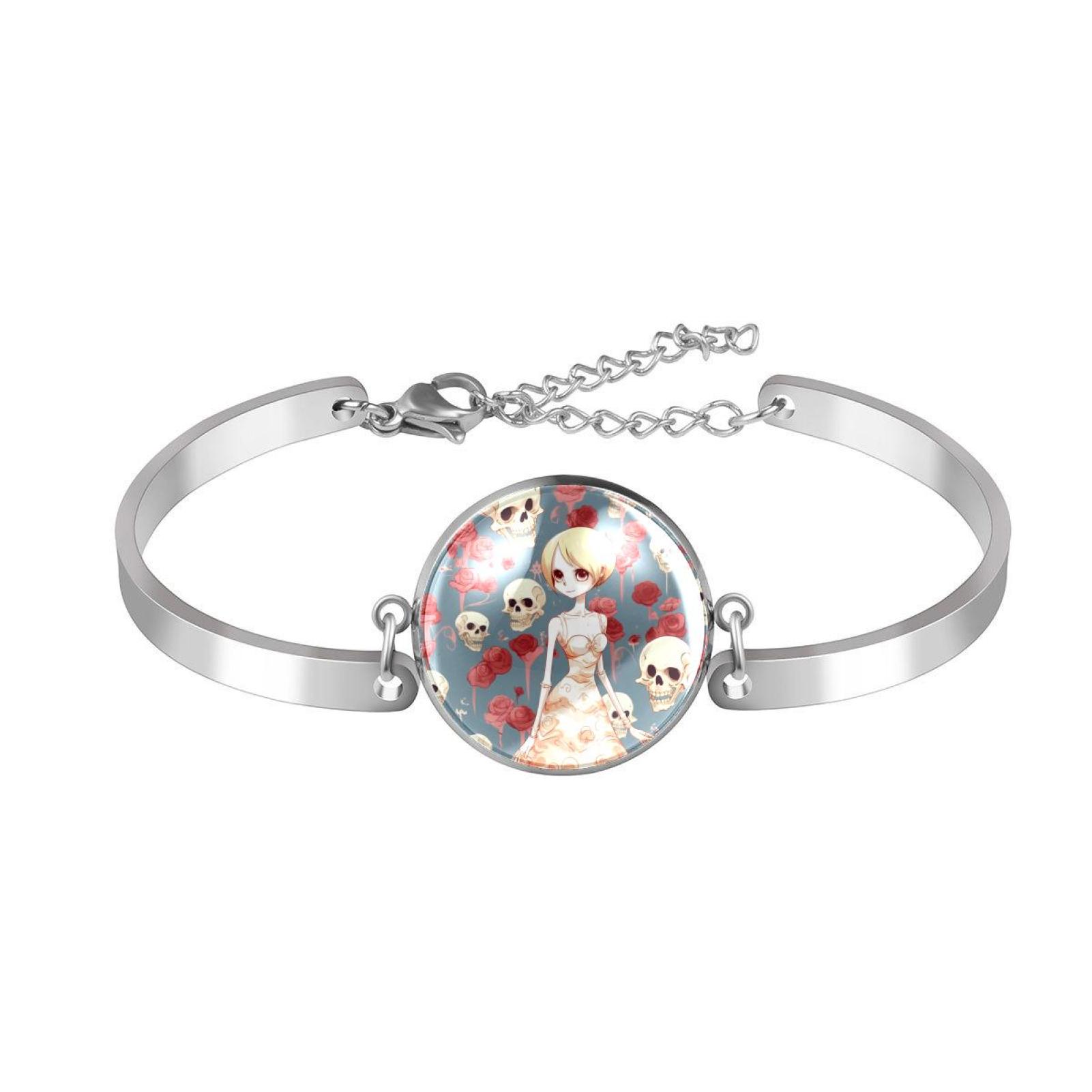 OWNMEMORY Skeleton Pattern Adjustable Stainless Steel Bracelets with ...