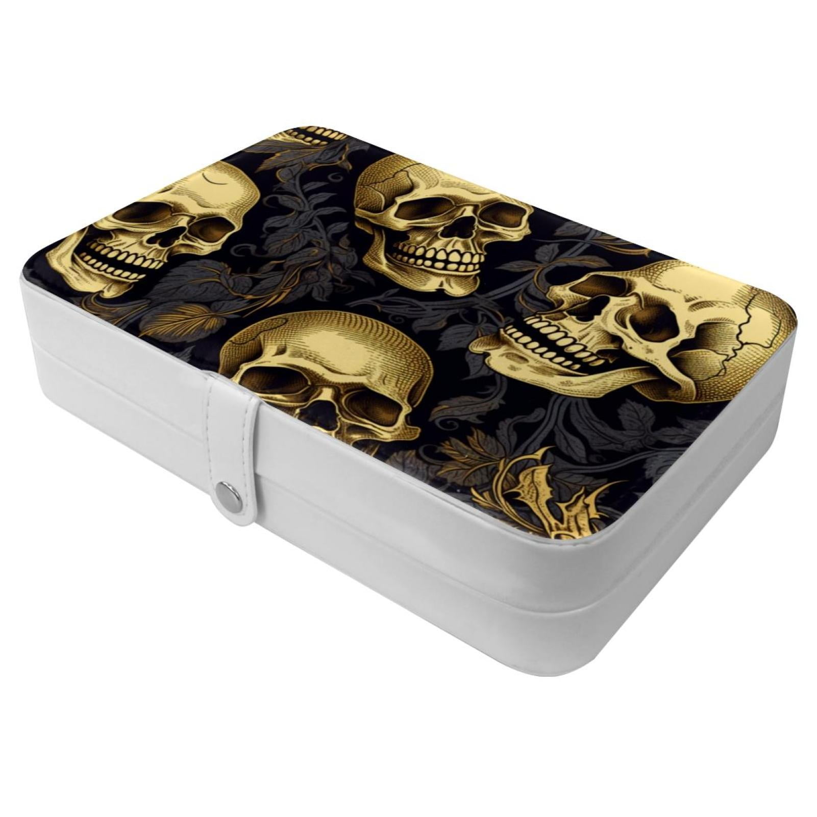 OWNMEMORY Skeleton Pattern Portable PU Leather Necklace Organizer with ...