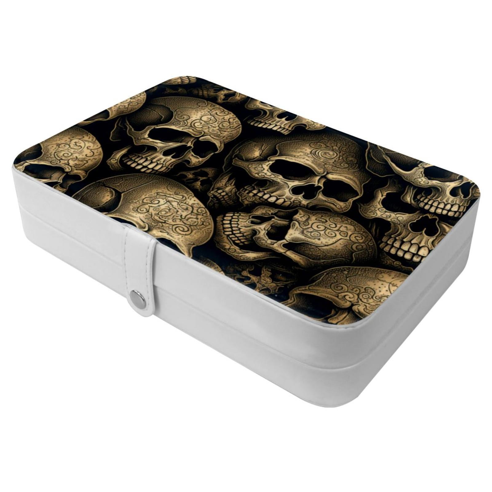 OWNMEMORY Skeleton Pattern Portable PU Leather Necklace Organizer with ...