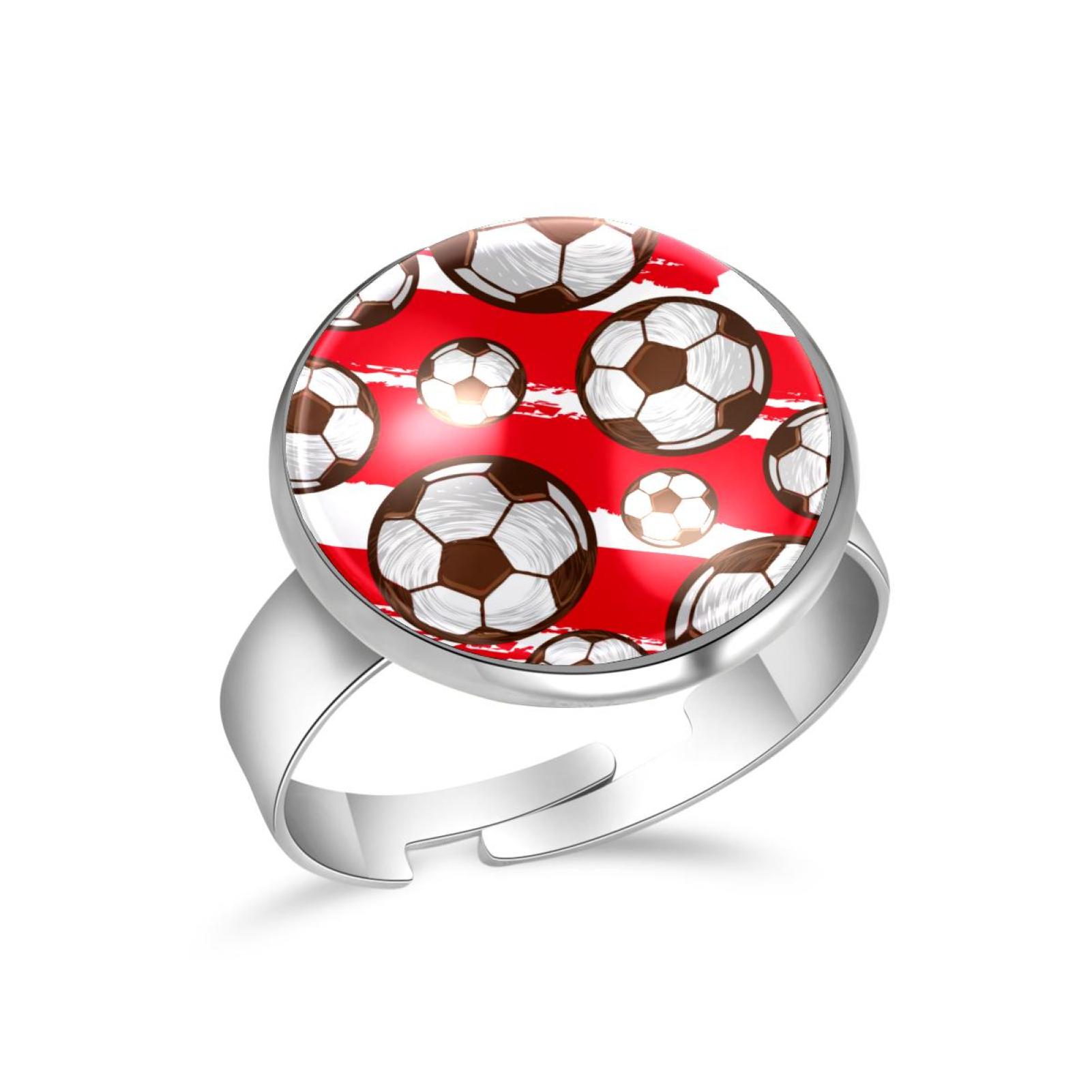 OWNMEMORY Soccer Football Pattern Stainless Steel Adjustable Statement ...