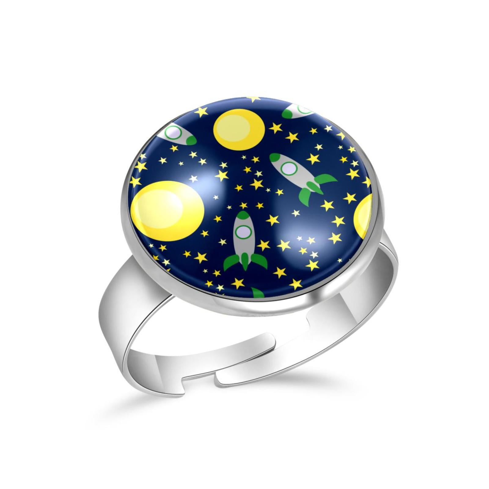 OWNMEMORY Space Rockets Planets Pattern Stainless Steel Adjustable ...