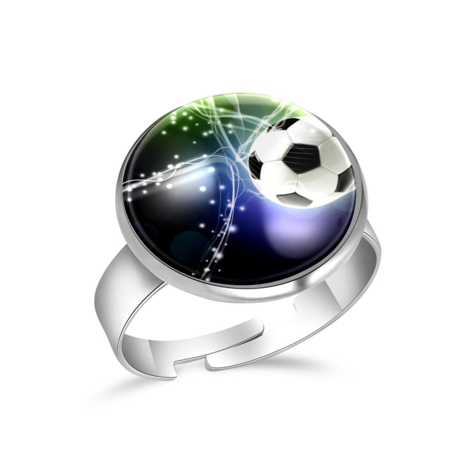 OWNMEMORY Sport Soccer Abstract Pattern Stainless Steel Adjustable ...