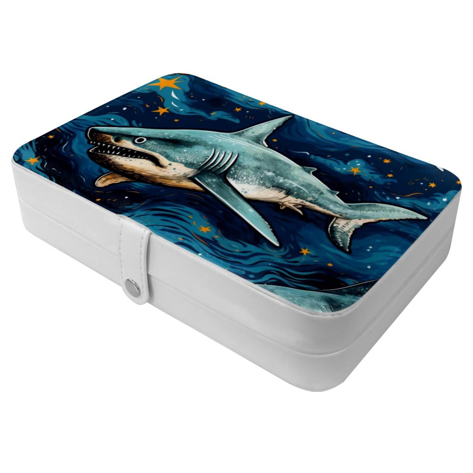 OWNMEMORY Star Shark Pattern Portable PU Leather Necklace Organizer ...