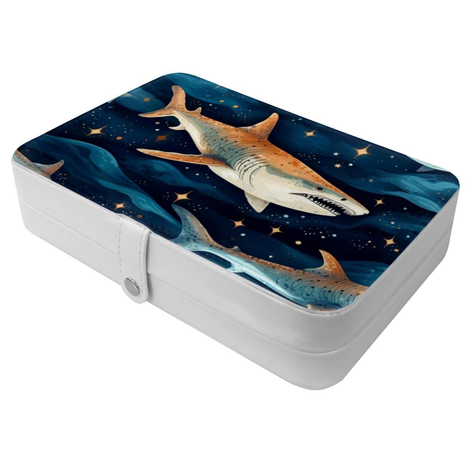 OWNMEMORY Star Shark Pattern Portable PU Leather Necklace Organizer ...
