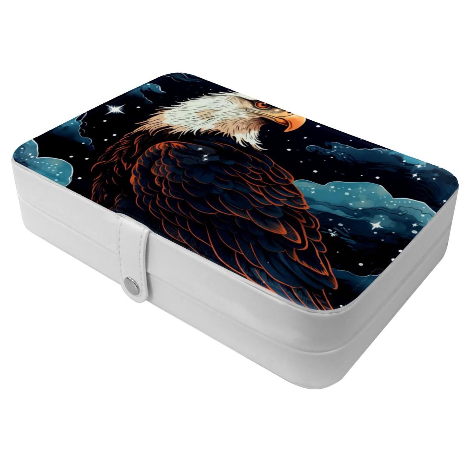 OWNMEMORY Starry Eagle Pattern Portable PU Leather Necklace Organizer ...