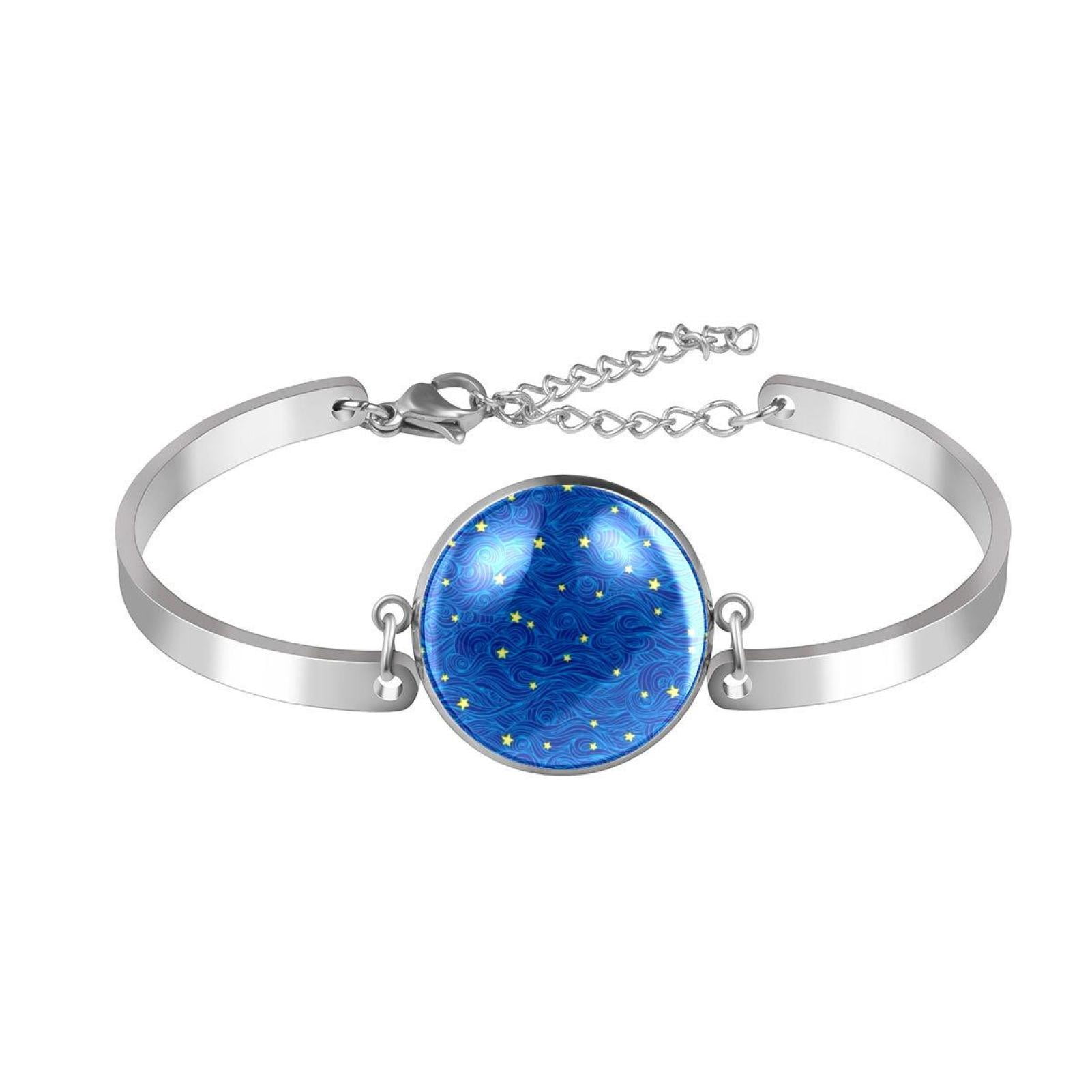 OWNMEMORY Stars Blue Starry Sky Pattern Adjustable Stainless Steel ...