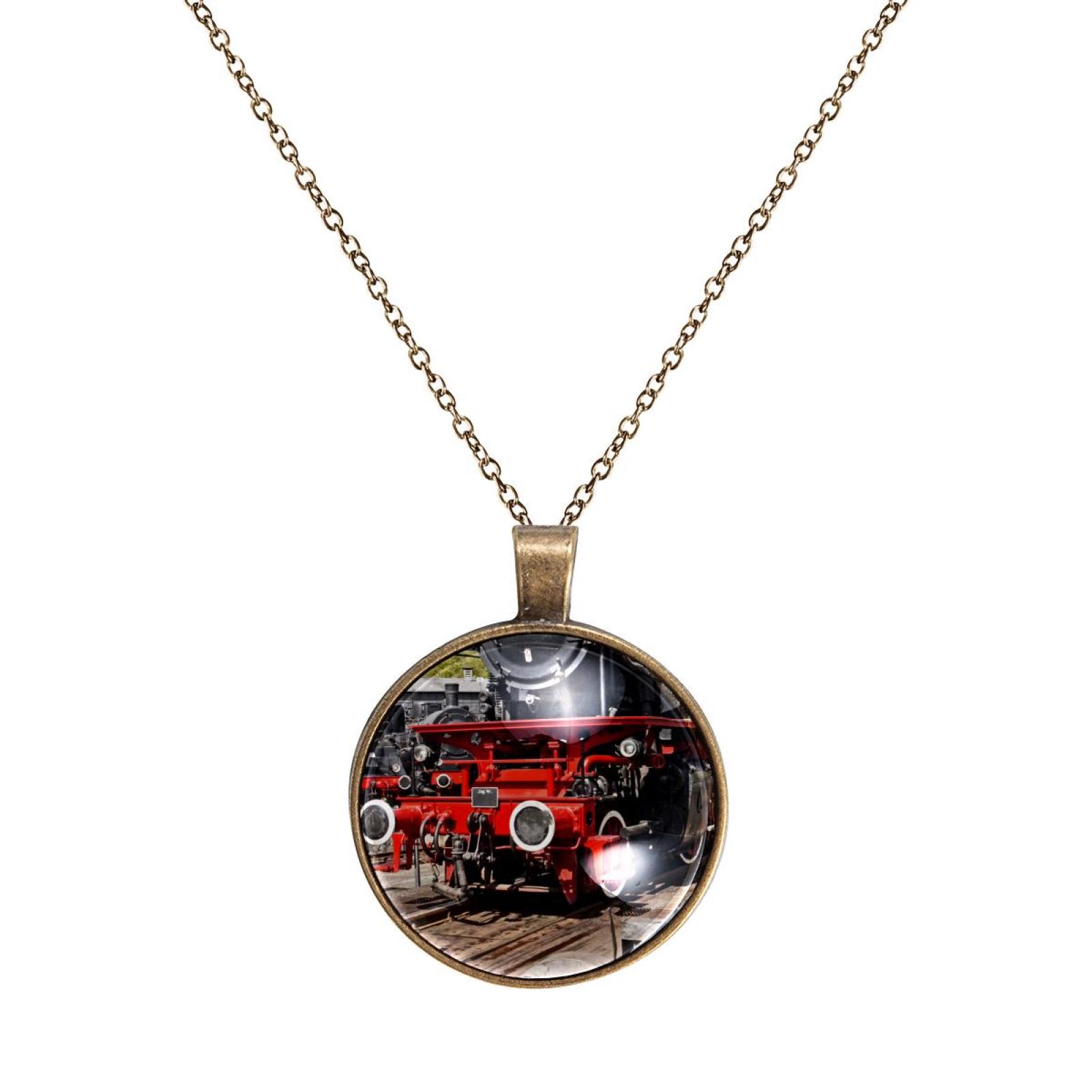 OWNMEMORY Steam Train Locomotive Animal Pattern Gorgeous Glass Circular ...