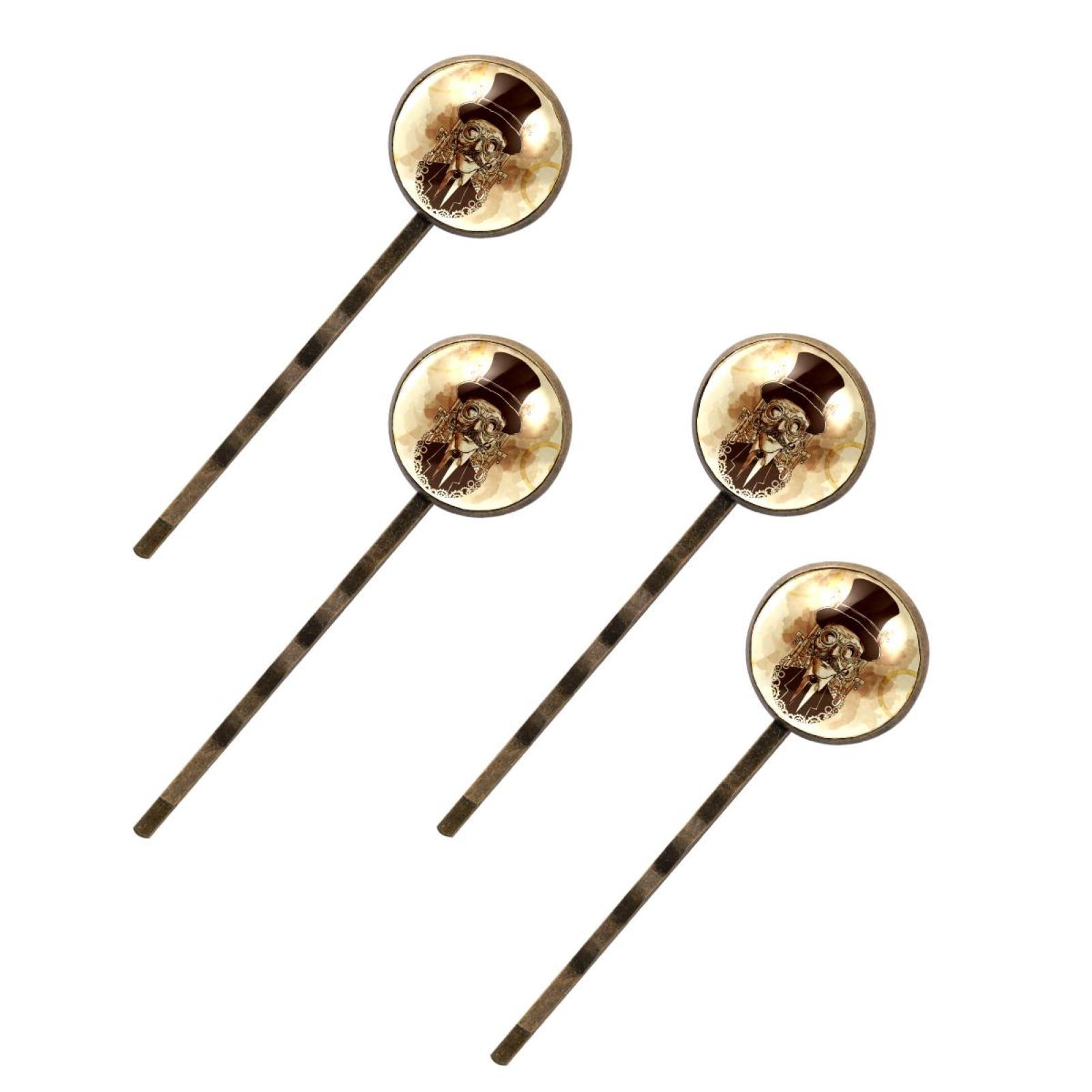 OWNMEMORY Steampunk Man Pattern Antique Bronze Round Hairpins with ...