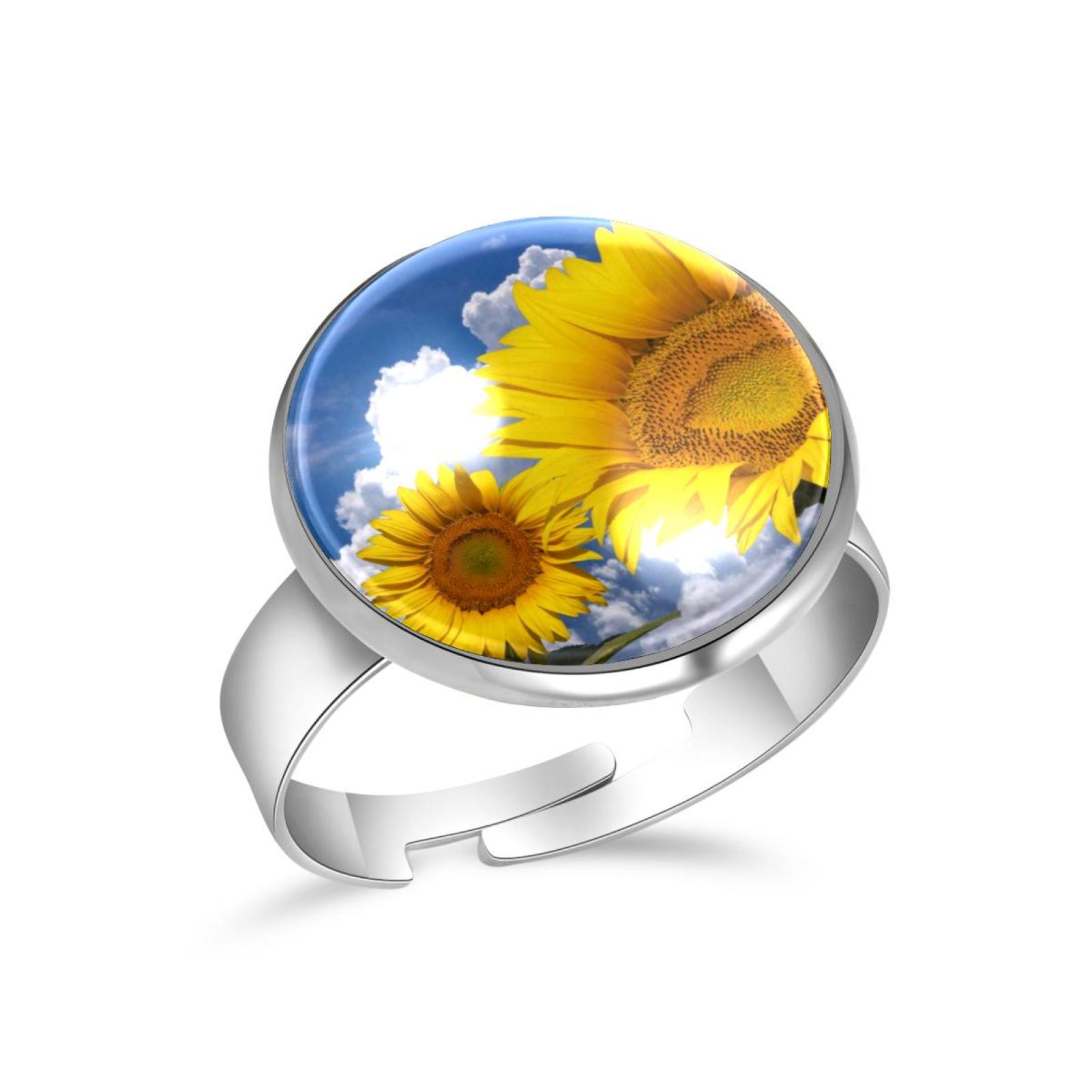 OWNMEMORY Sunflower Bloom Plant Flower Pattern Stainless Steel ...