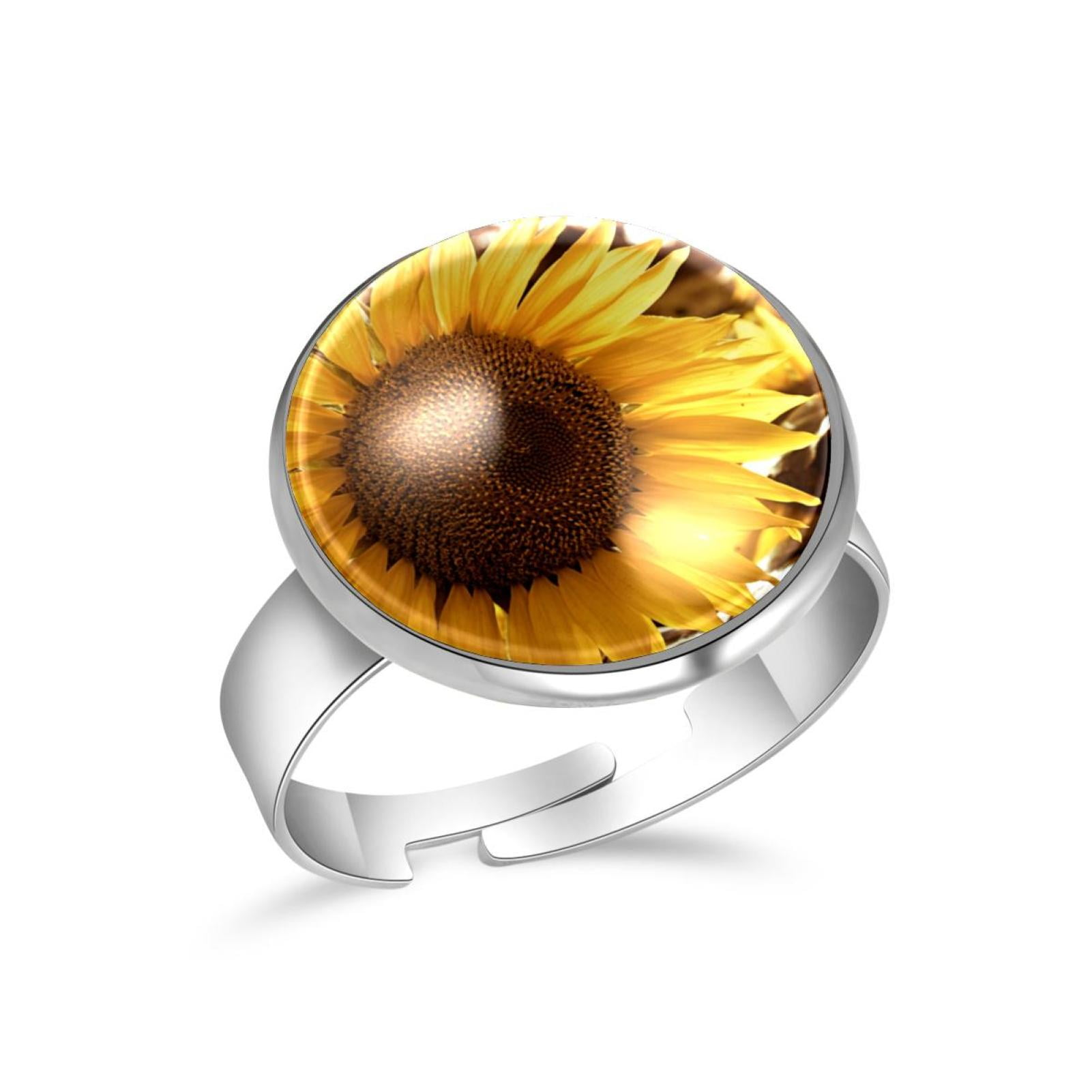 OWNMEMORY Sunflower Helianthus Blossom Bloom Flowers Pattern Stainless ...