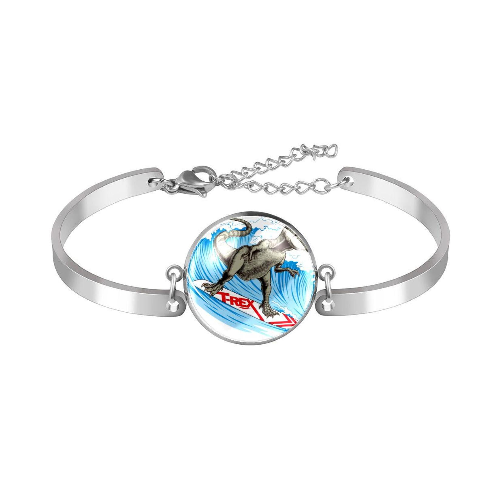 OWNMEMORY T-REX Dinosaur Surfing Pattern, Pattern Adjustable Stainless ...