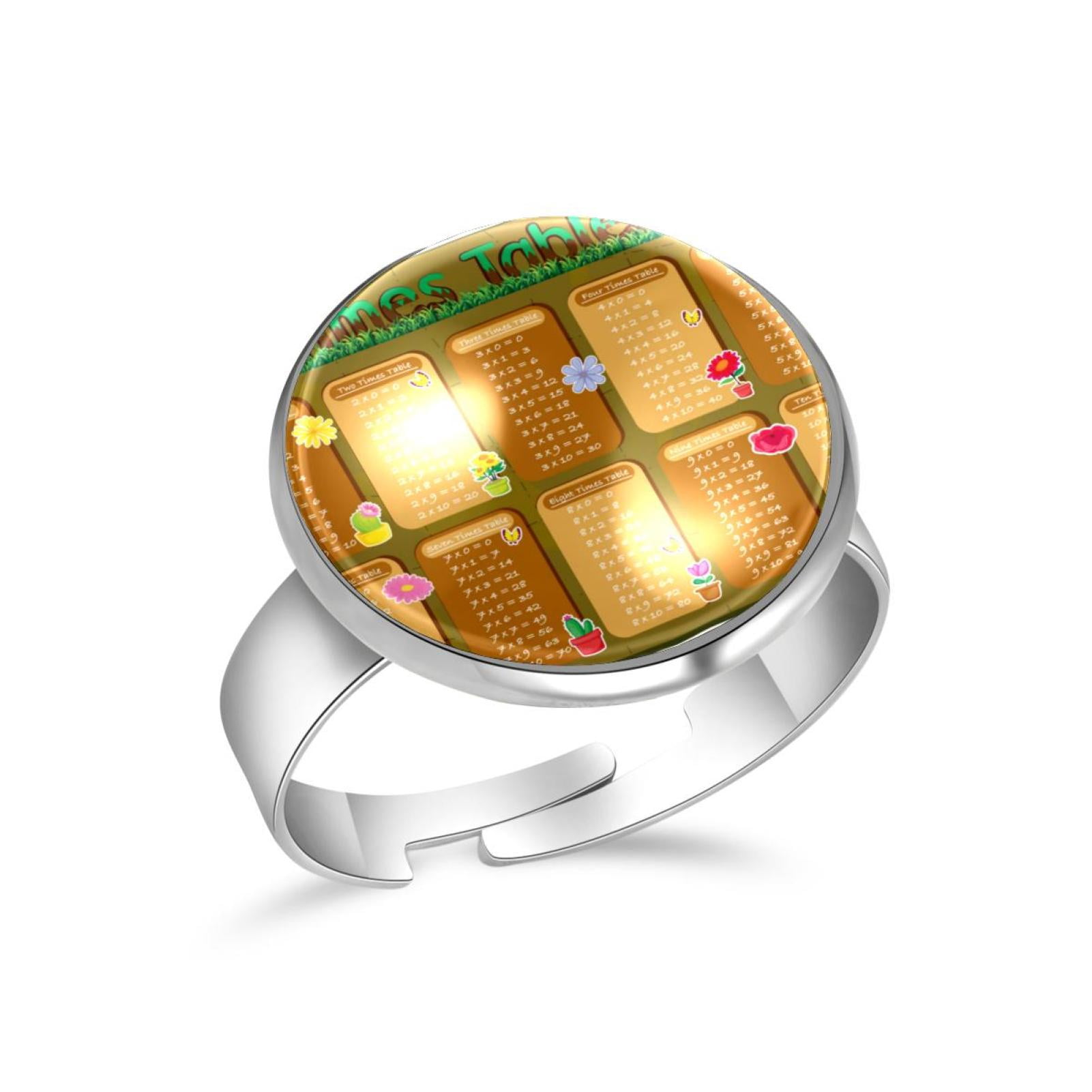 OWNMEMORY Time Tables Pattern Stainless Steel Adjustable Statement Ring ...