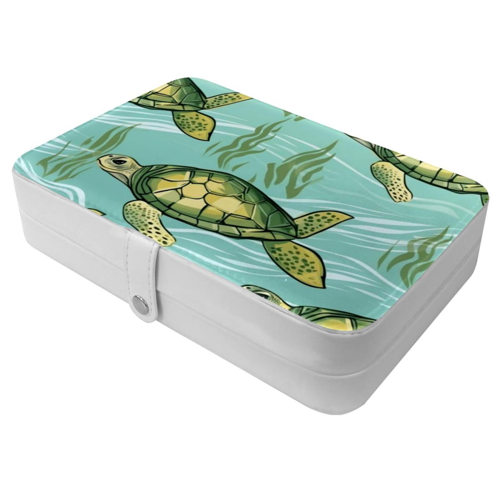 OWNMEMORY Turtle Pattern Portable PU Leather Necklace Organizer with ...
