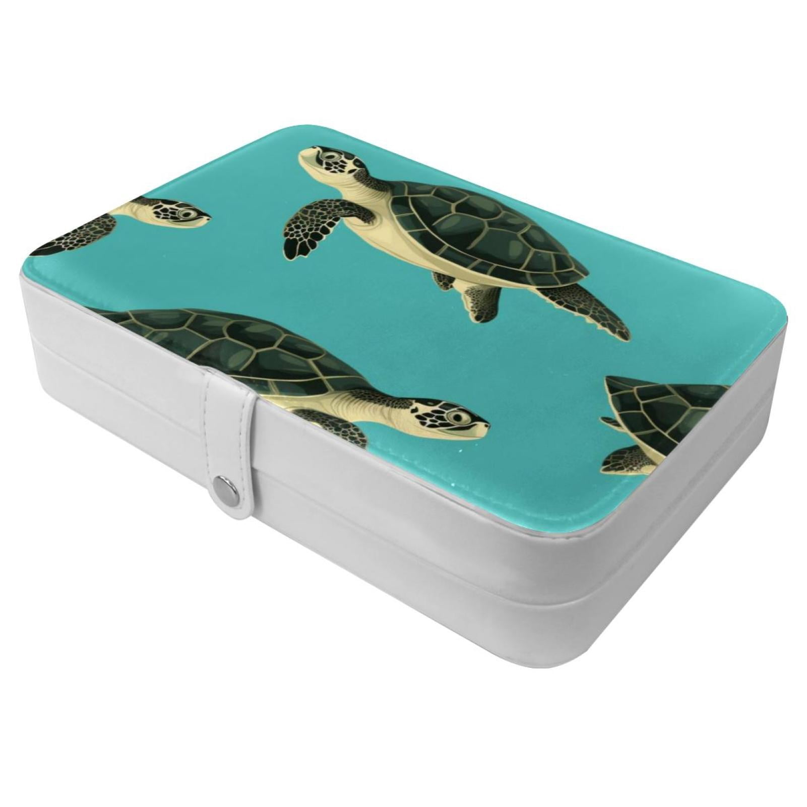 OWNMEMORY Turtle Pattern Portable PU Leather Necklace Organizer with ...