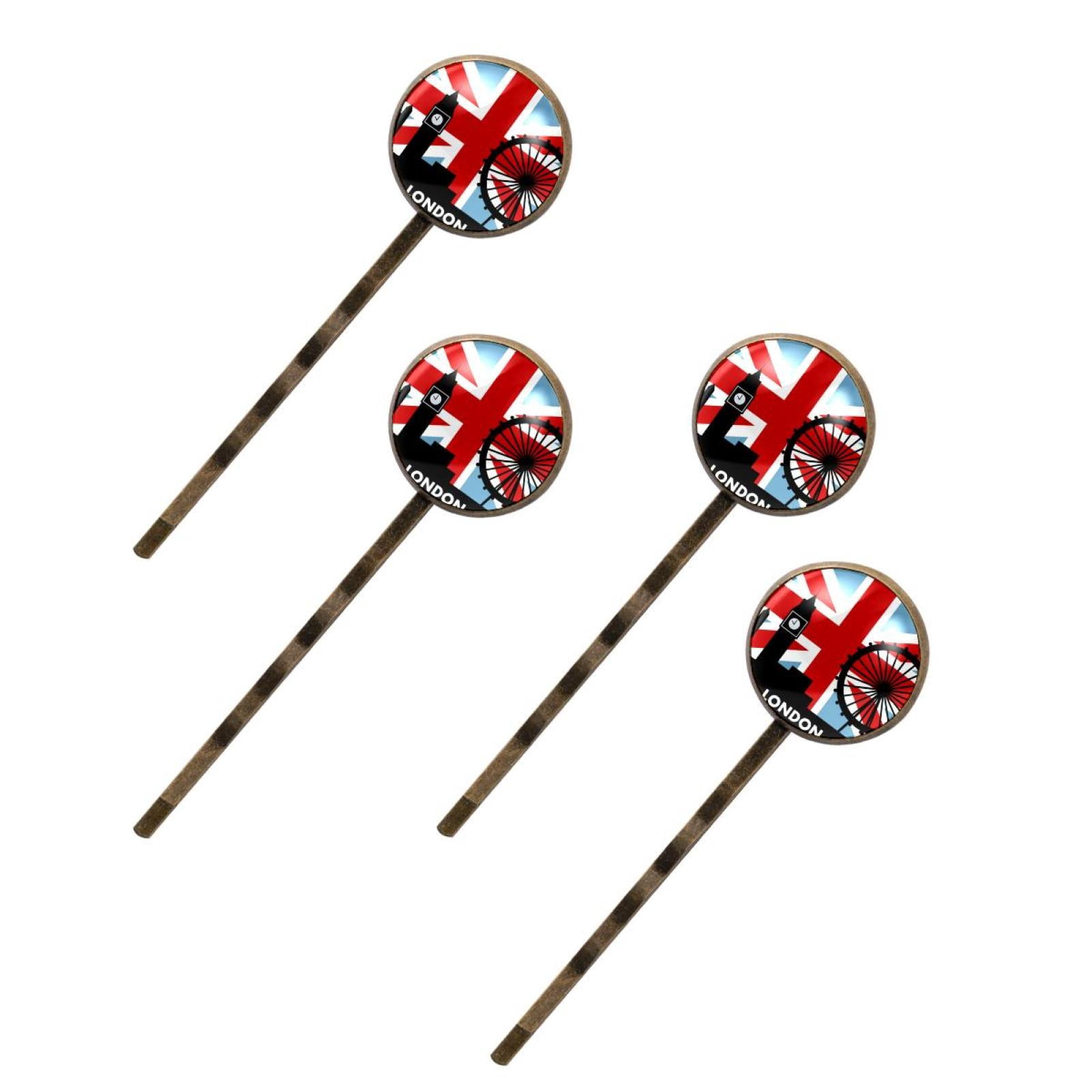 OWNMEMORY UK British Flag London Pattern Antique Bronze Round Hairpins ...