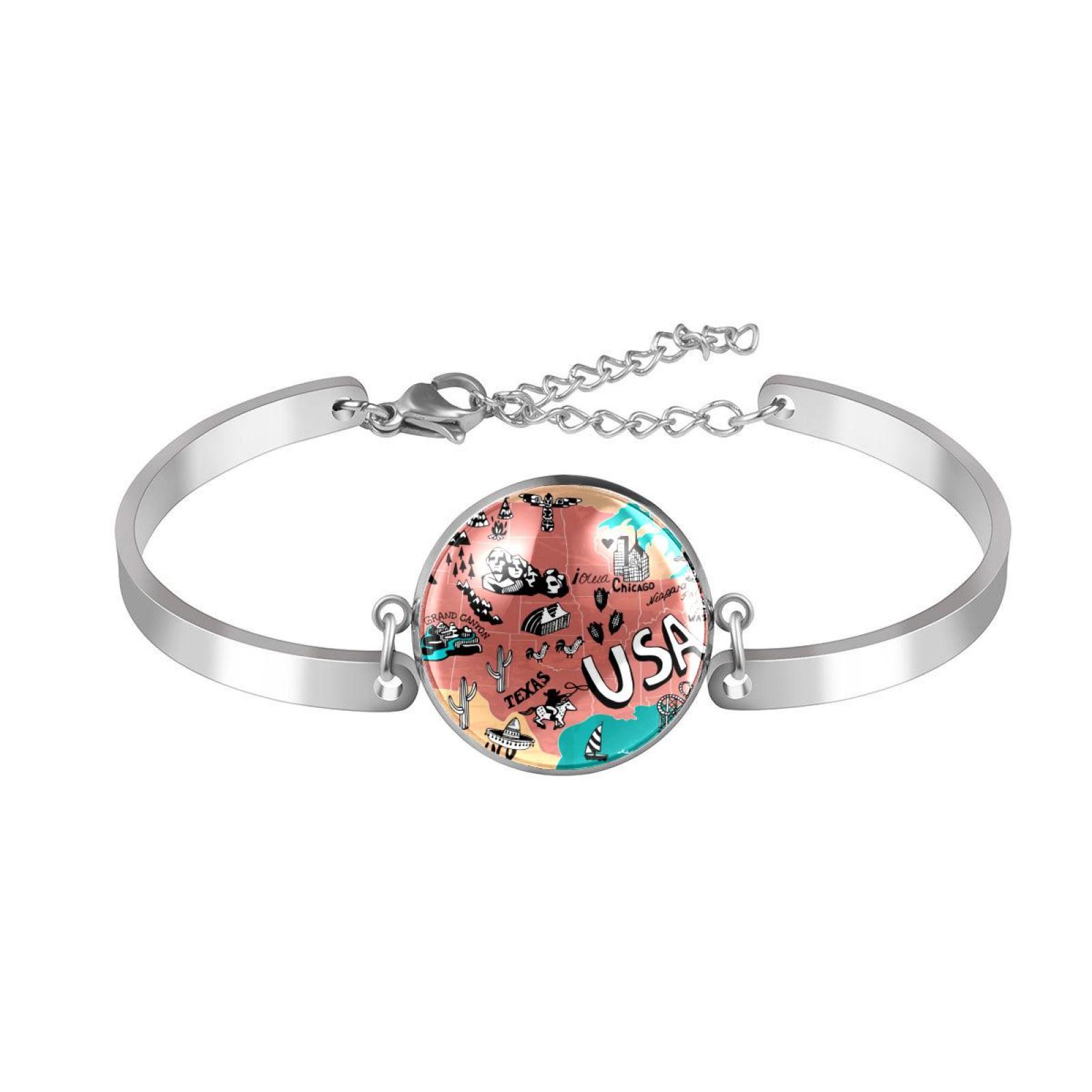 OWNMEMORY United States Map Pattern Adjustable Stainless Steel ...