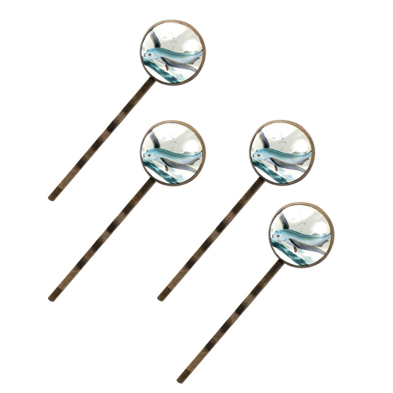 OWNMEMORY Vintage Fish Pattern Antique Bronze Round Hairpins with ...