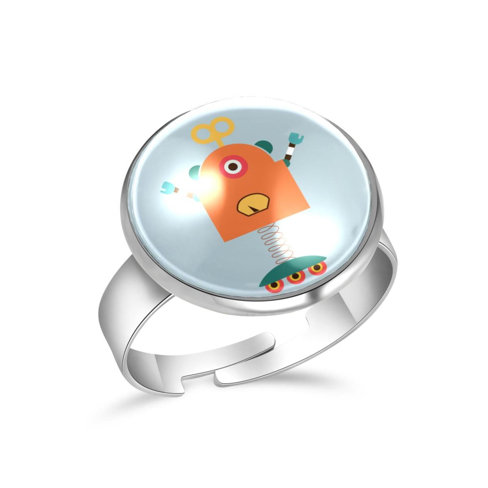 OWNMEMORY Vintage Funny Cartoon Robot Pattern Stainless Steel ...