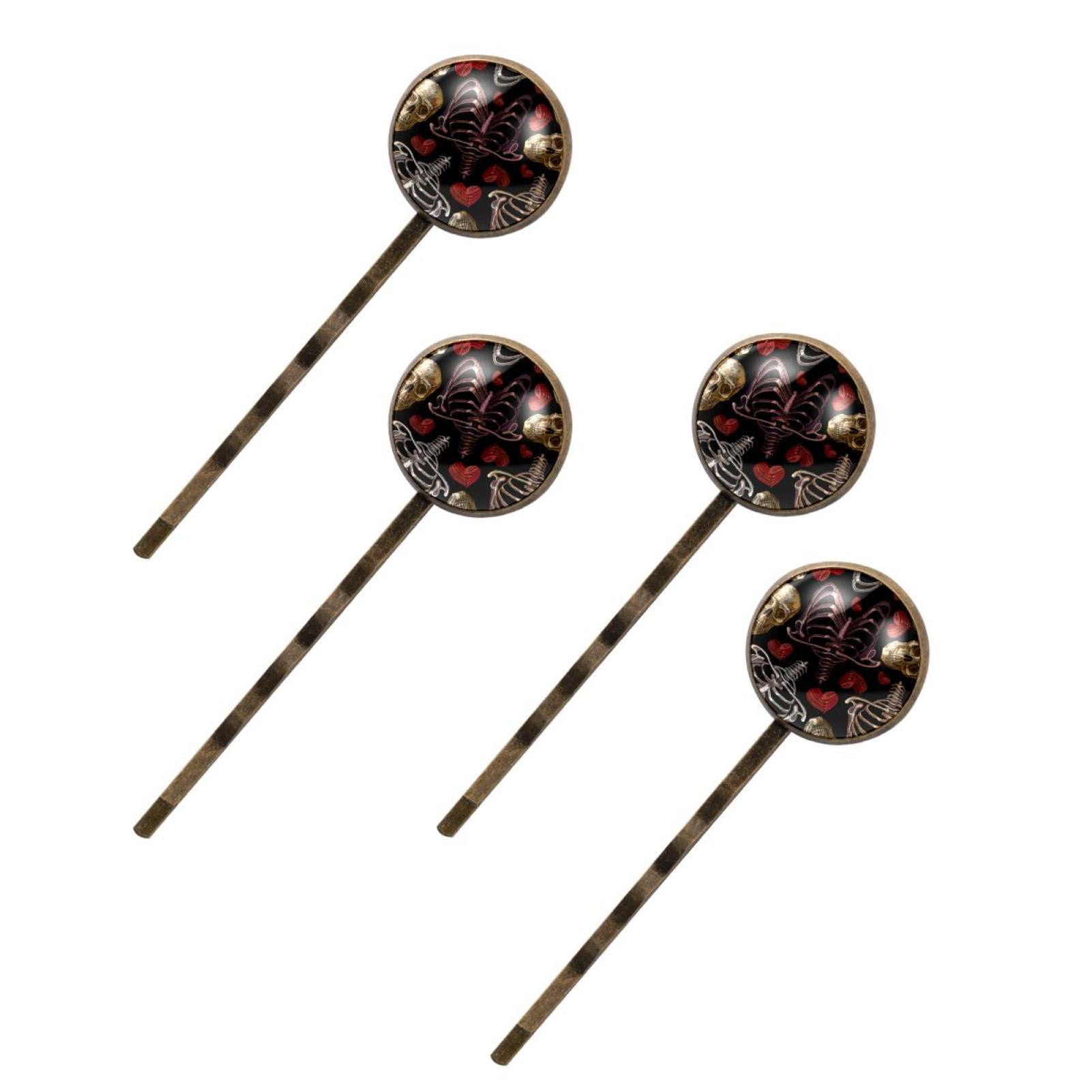 OWNMEMORY Vintage Skull Rib Cage Pattern Antique Bronze Round Hairpins ...