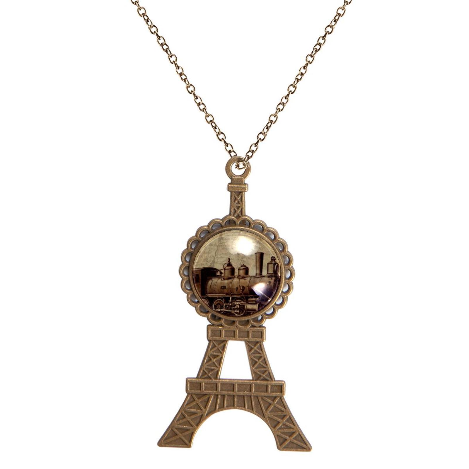 OWNMEMORY Vintage Steam Locomotive Train Pattern Antique Bronze Eiffel ...