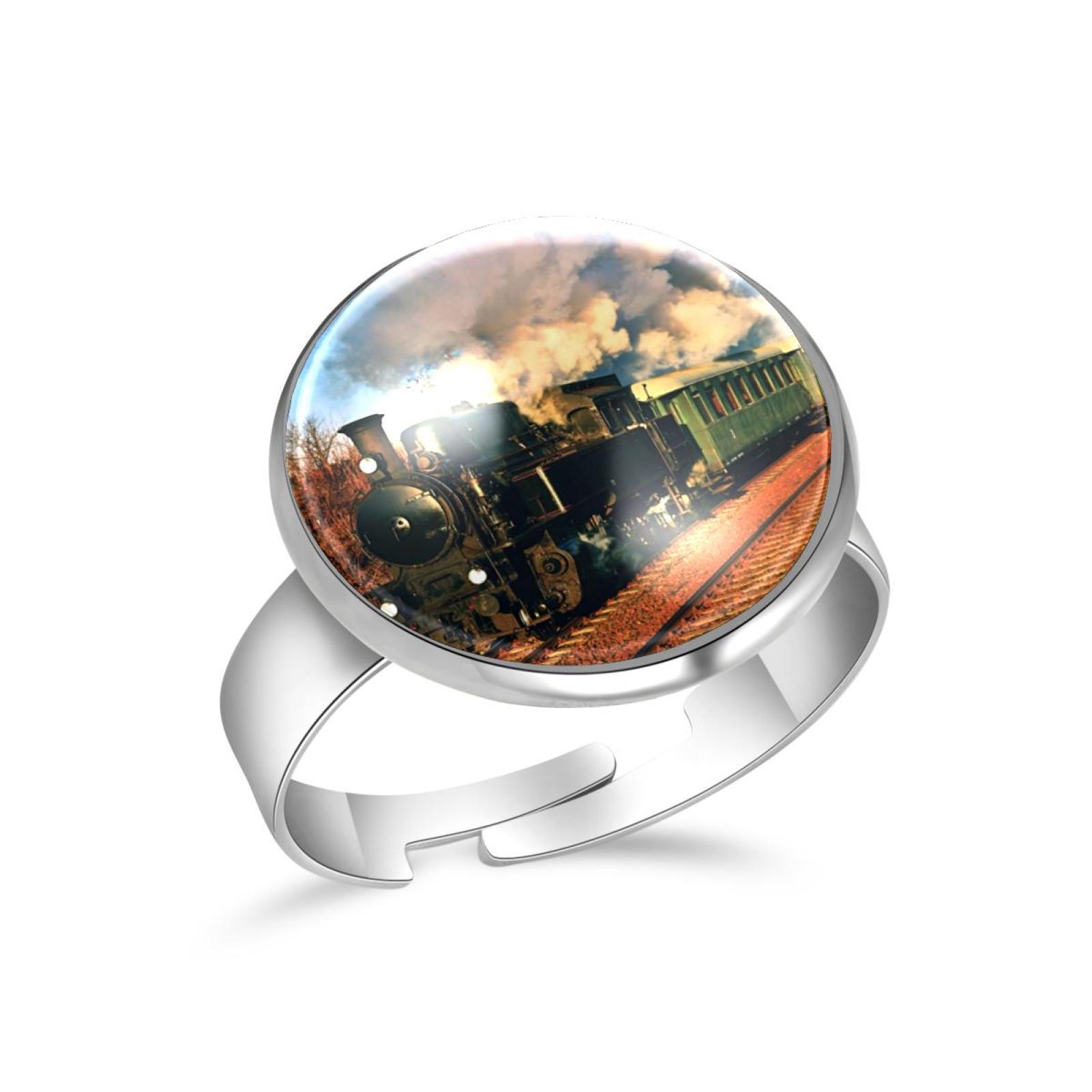 OWNMEMORY Vintage Train Steam Locomotive (2) Pattern Stainless Steel ...