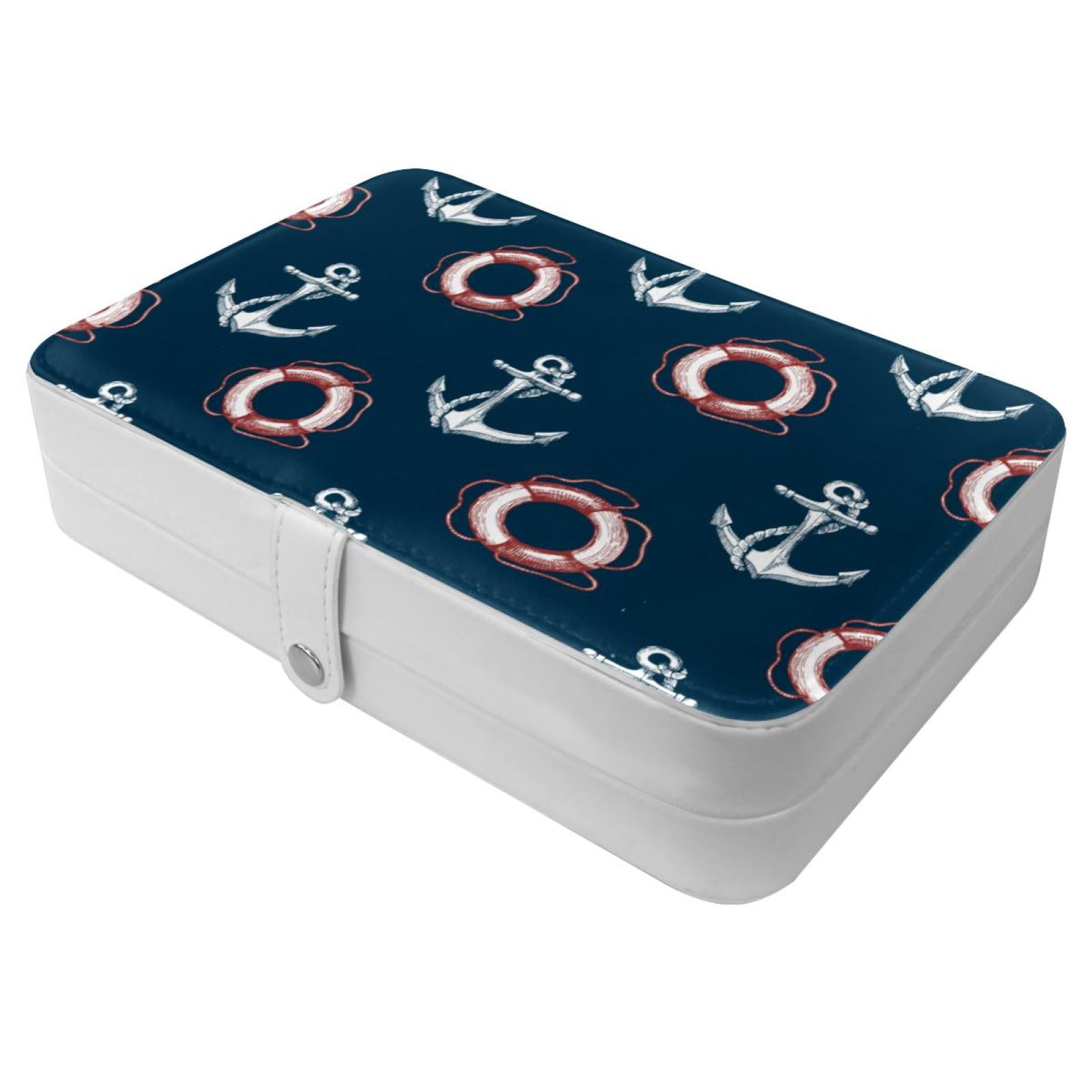 OWNMEMORY White Ship Anchor Lifebuoy Navy Pattern Portable PU Leather ...