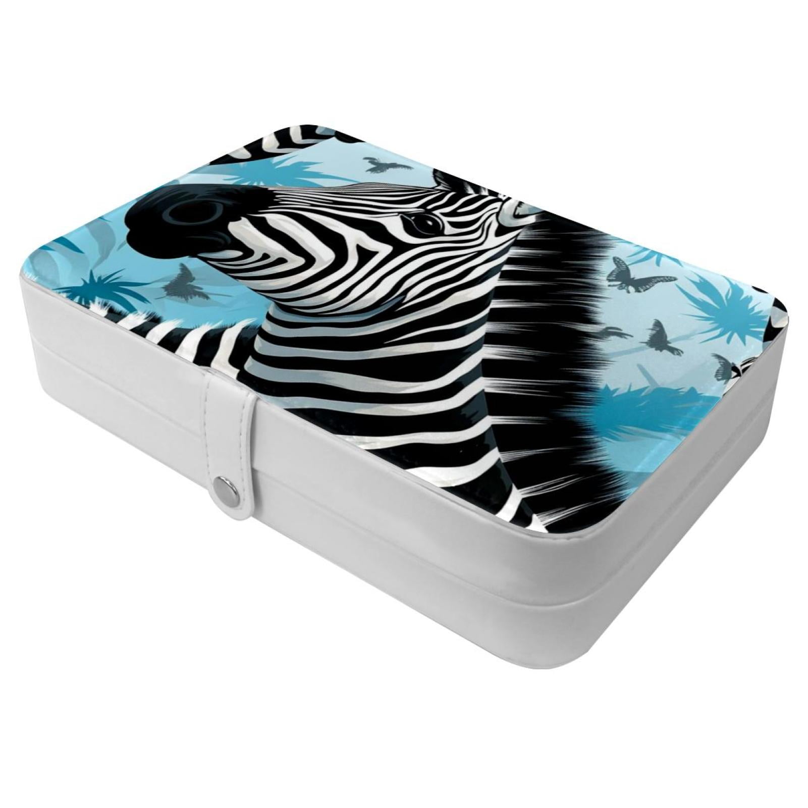 OWNMEMORY Zebra Pattern Portable PU Leather Necklace Organizer with ...