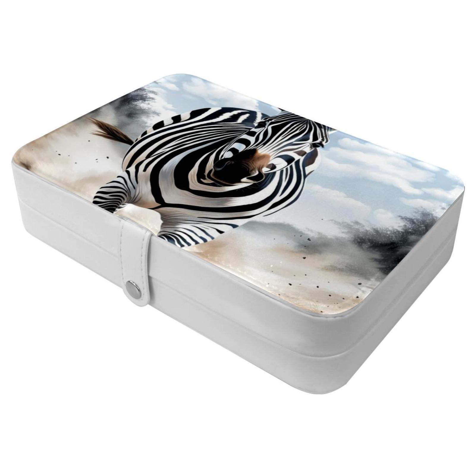 OWNMEMORY Zebra Pattern Portable PU Leather Necklace Organizer with ...