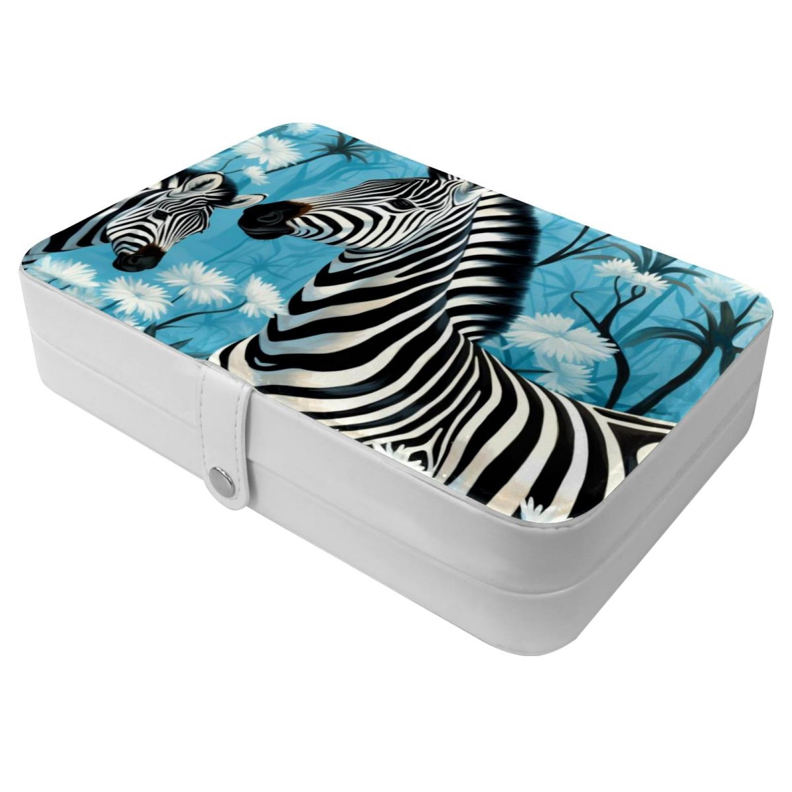 OWNMEMORY Zebra Pattern Portable PU Leather Necklace Organizer with ...