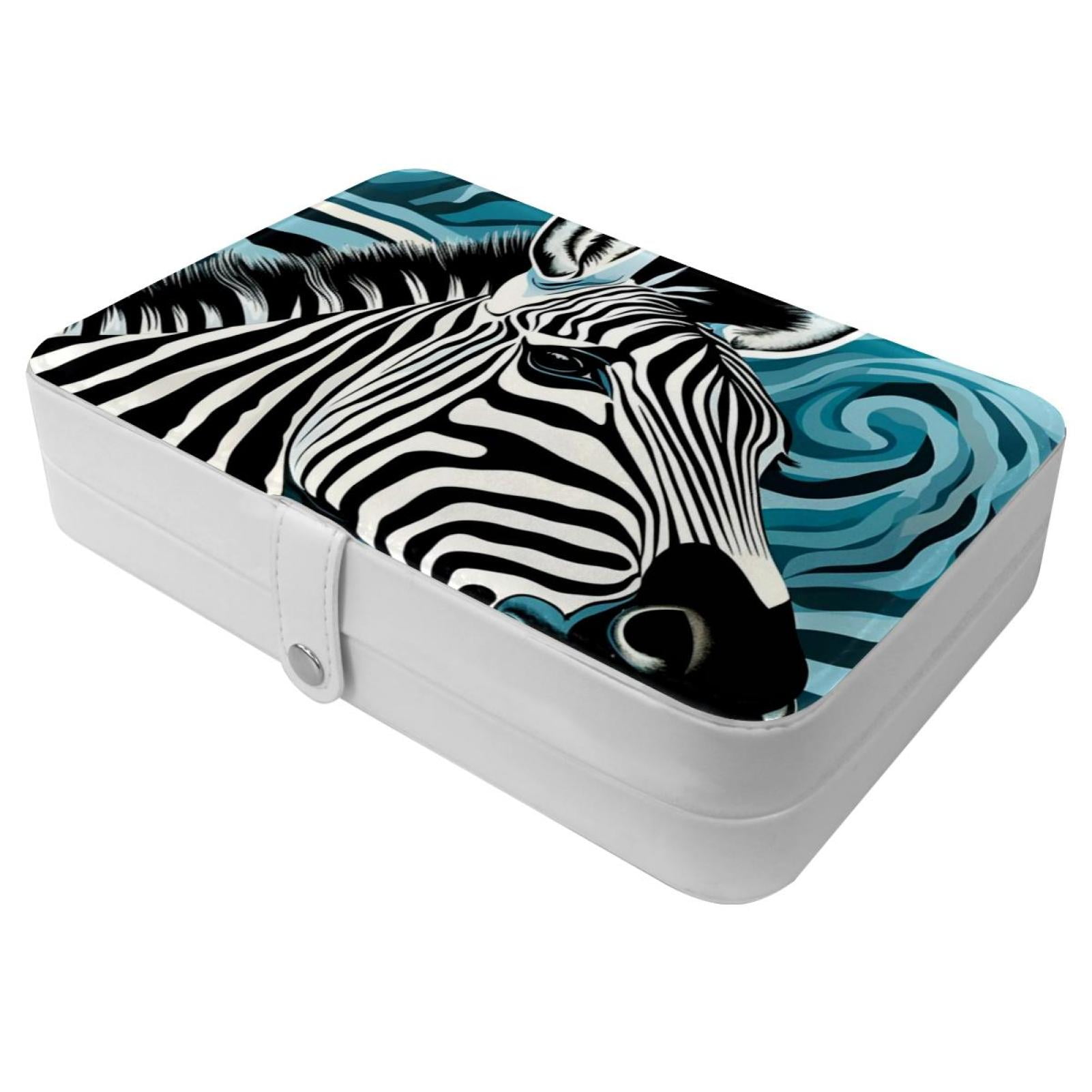 OWNMEMORY Zebra Pattern Portable PU Leather Necklace Organizer with ...