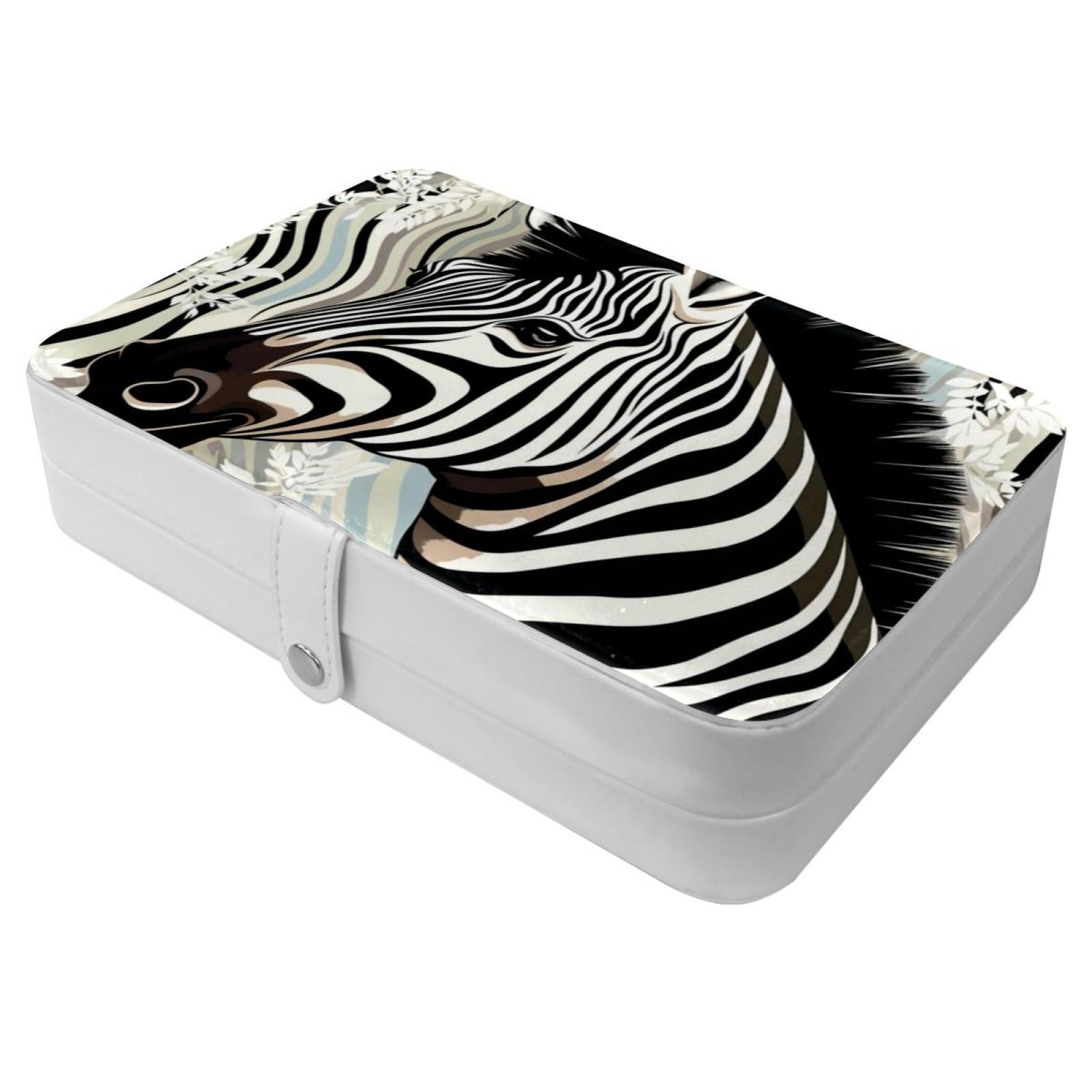 OWNMEMORY Zebra Pattern Portable PU Leather Necklace Organizer with ...