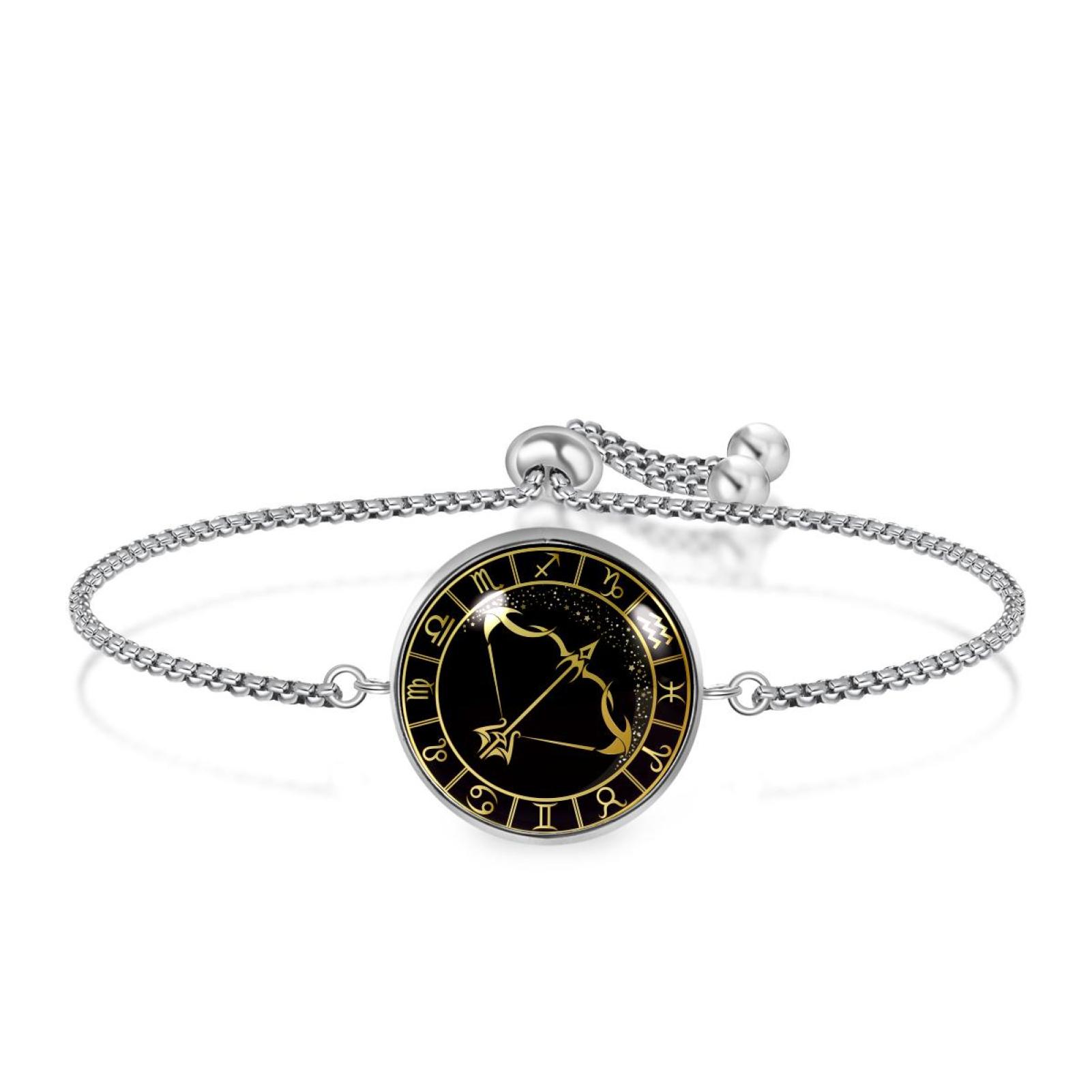 OWNMEMORY Zodiac Sagittarius Constellation Black Pattern Stainless ...