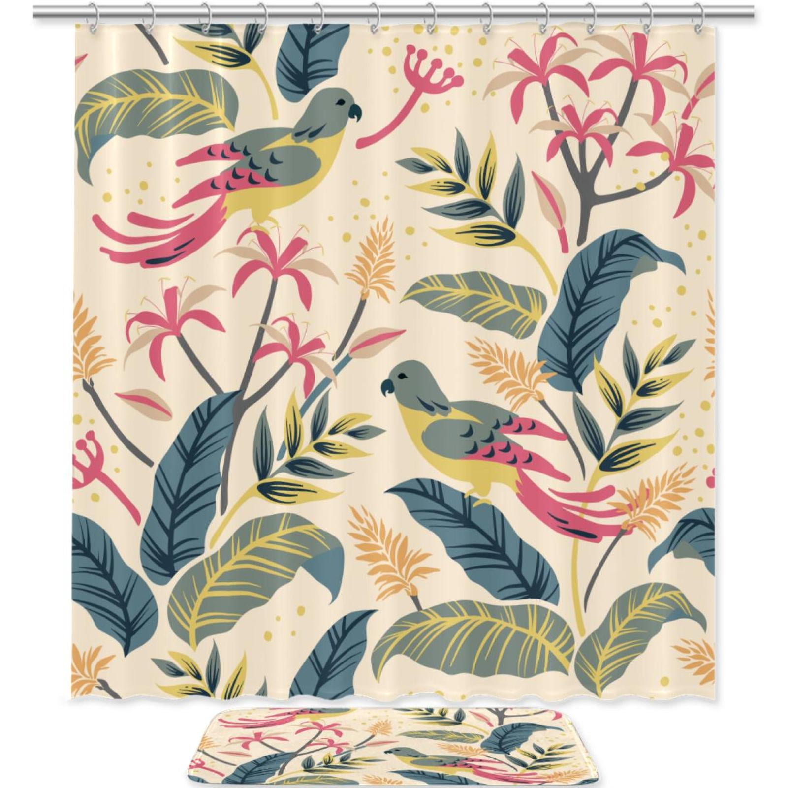 Ownni Birds In The Nature Design Pattern Pongee Shower Curtain Set With